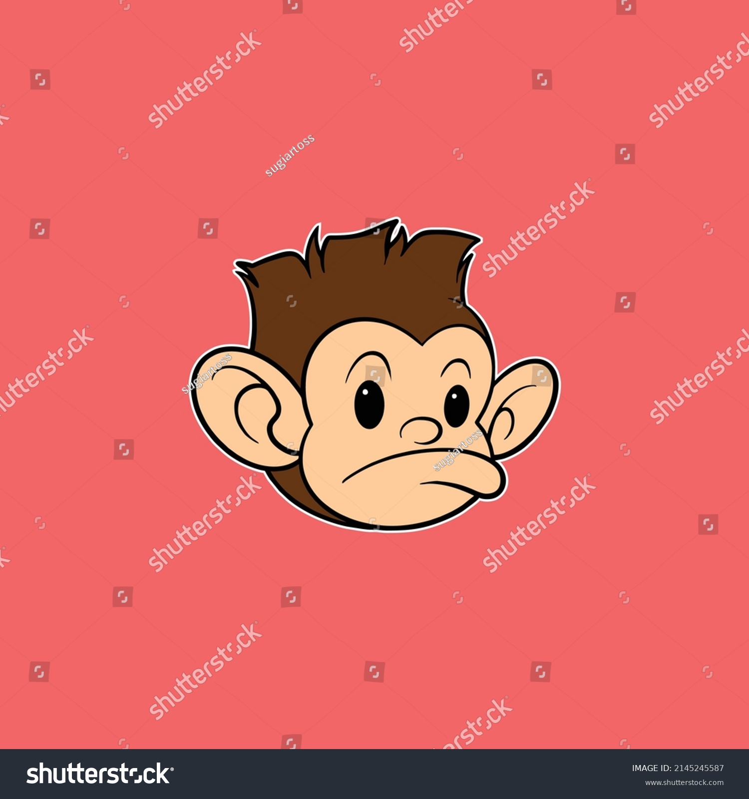 Cute Monkey Head Cartoon Commercial Use Stock Vector (Royalty Free ...
