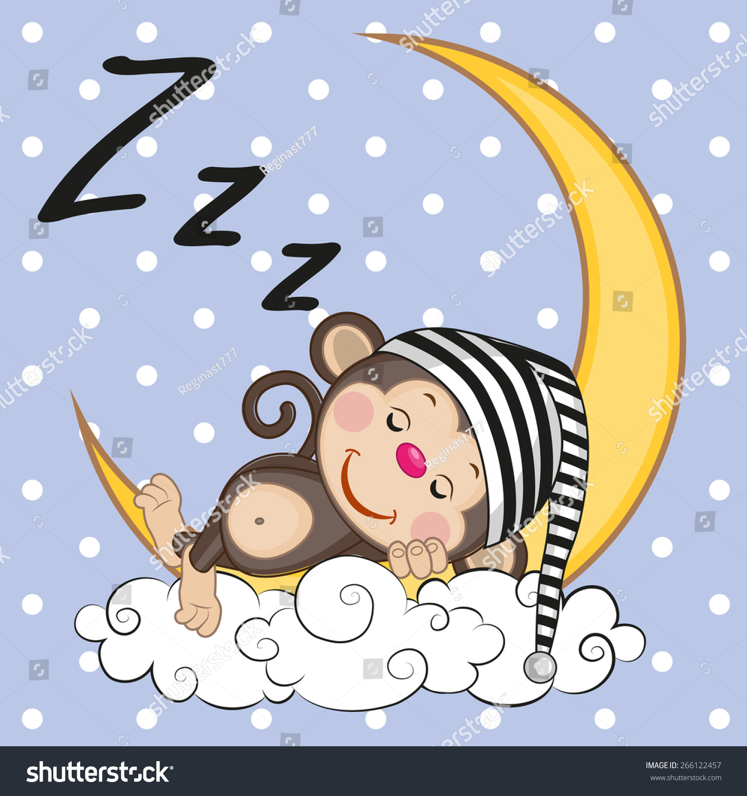 El mono lindo está durmiendo en: vector de stock (libre de regalías ...