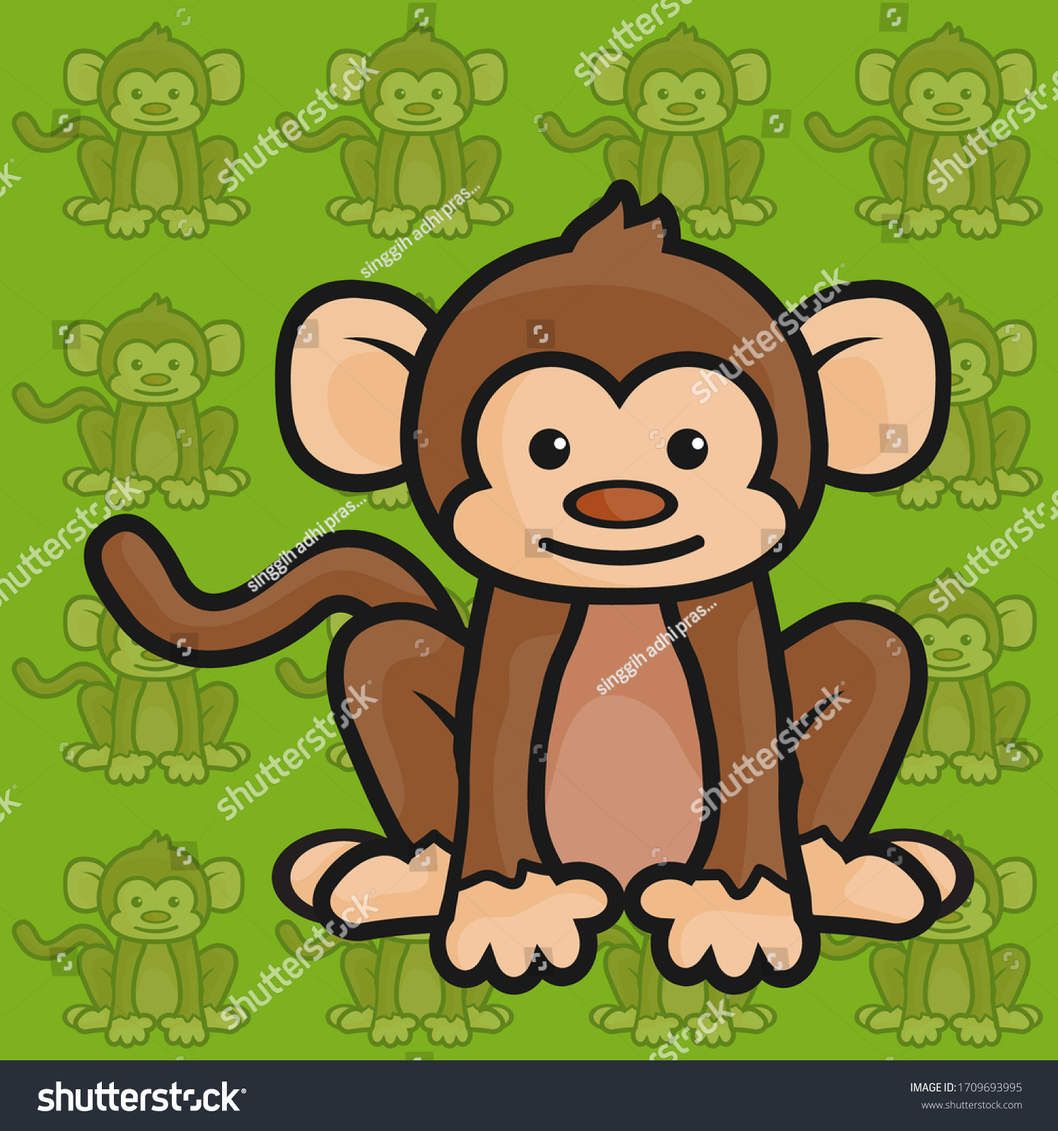 Cute Monkeys Kid Green Backyard Vector Stock Vector (Royalty Free ...