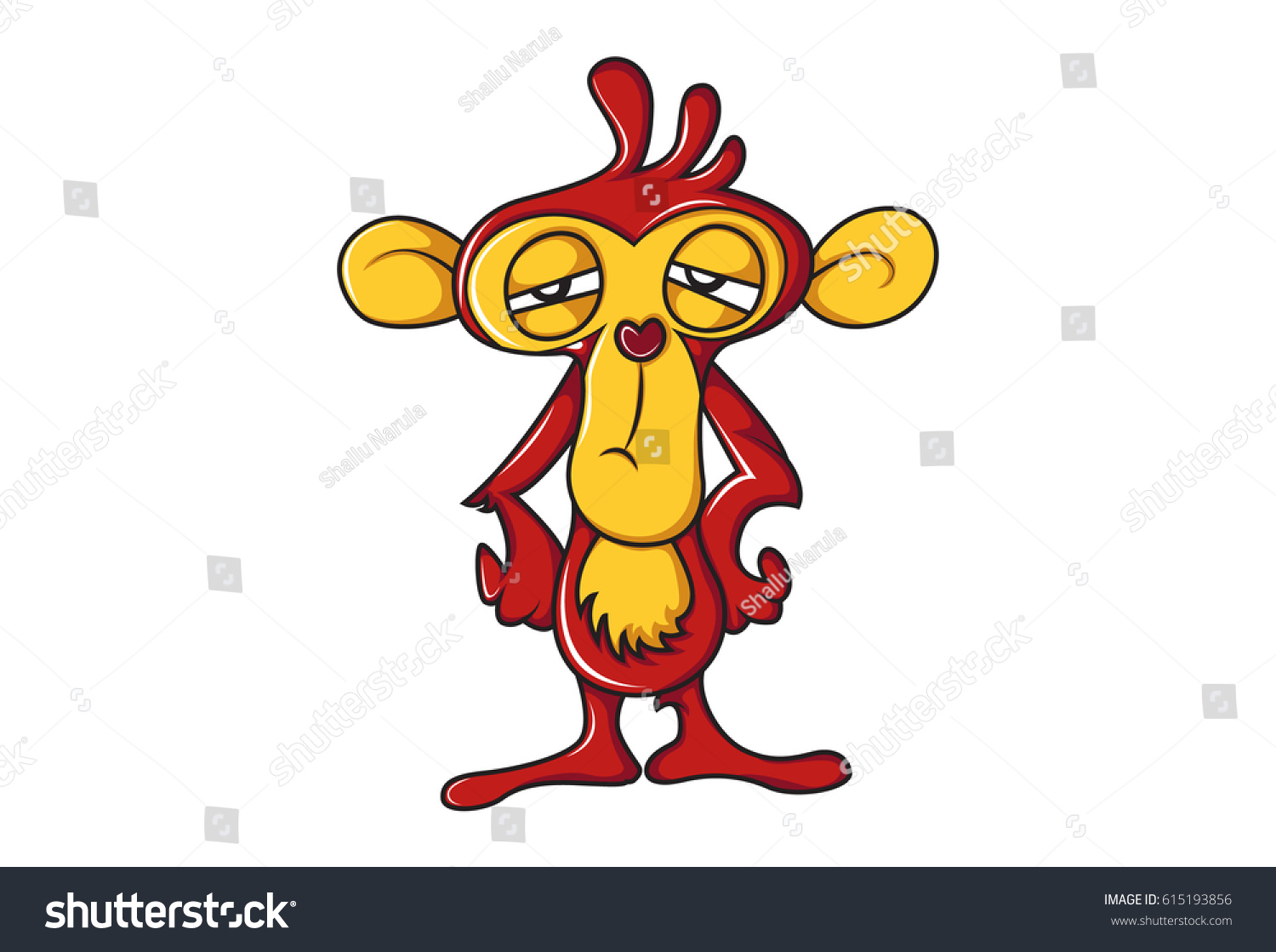 Cute Monkey Sad Vector Illustration Isolated Stock Vector (Royalty Free ...