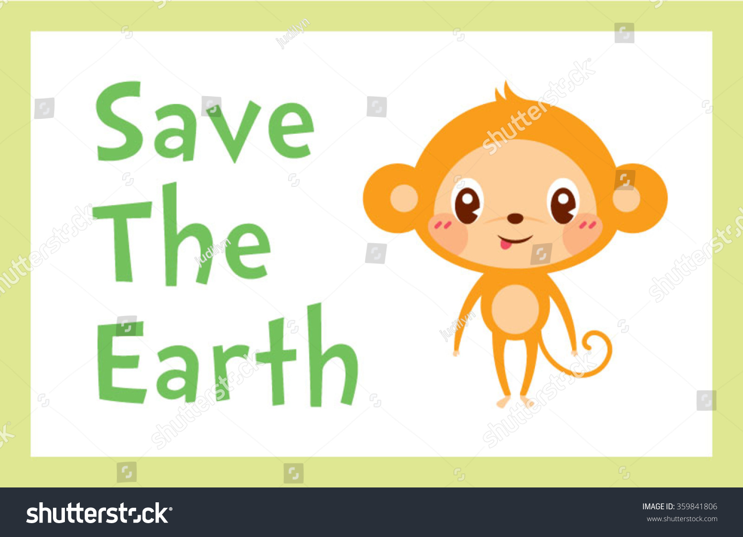 Cute Monkey Save Earth Poster Vector: เวกเตอร์สต็อก (ปลอดค่าลิขสิทธิ์ ...