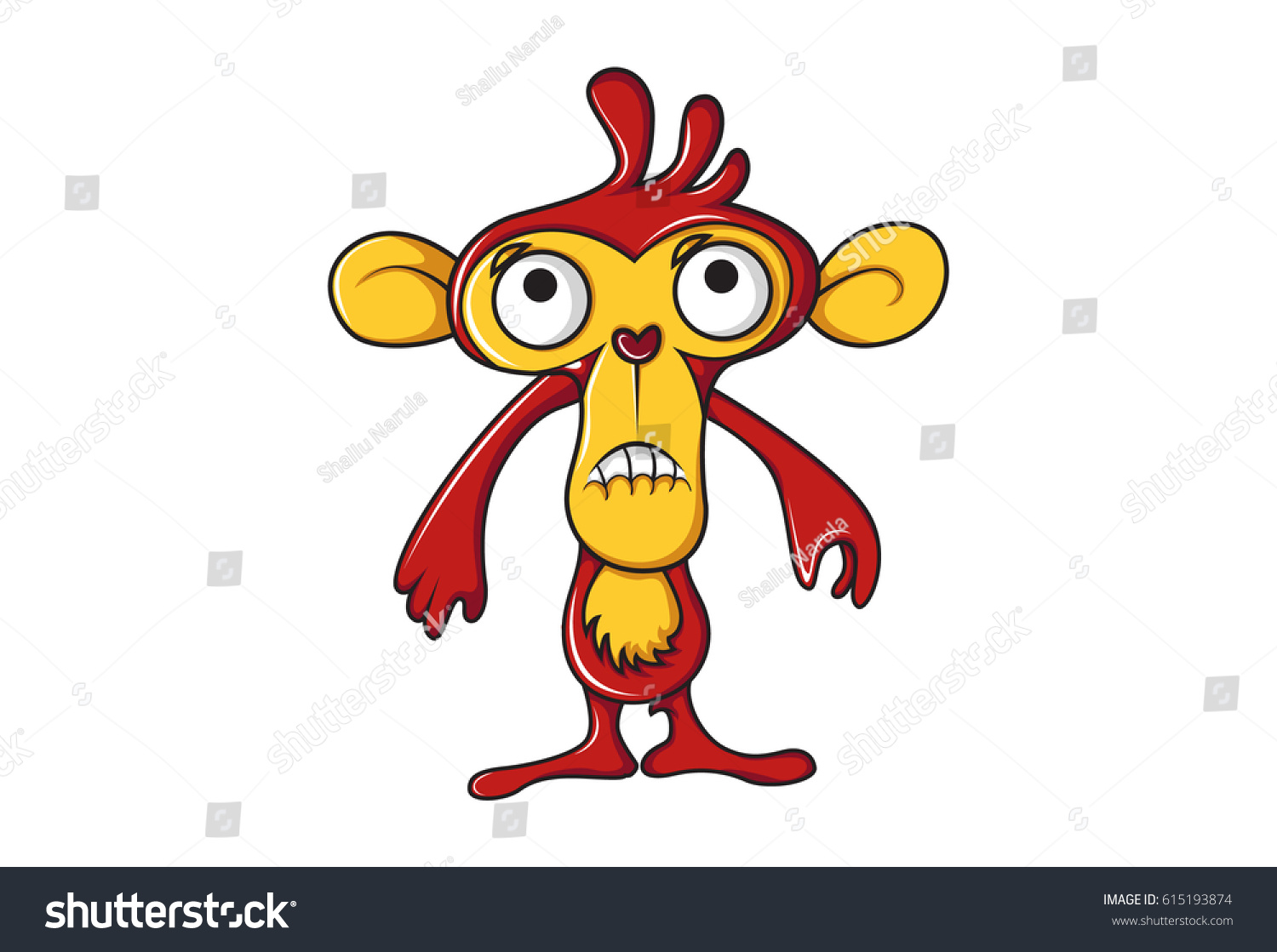 Cute Monkey Scared Vector Illustration Isolated Stock Vector (Royalty ...