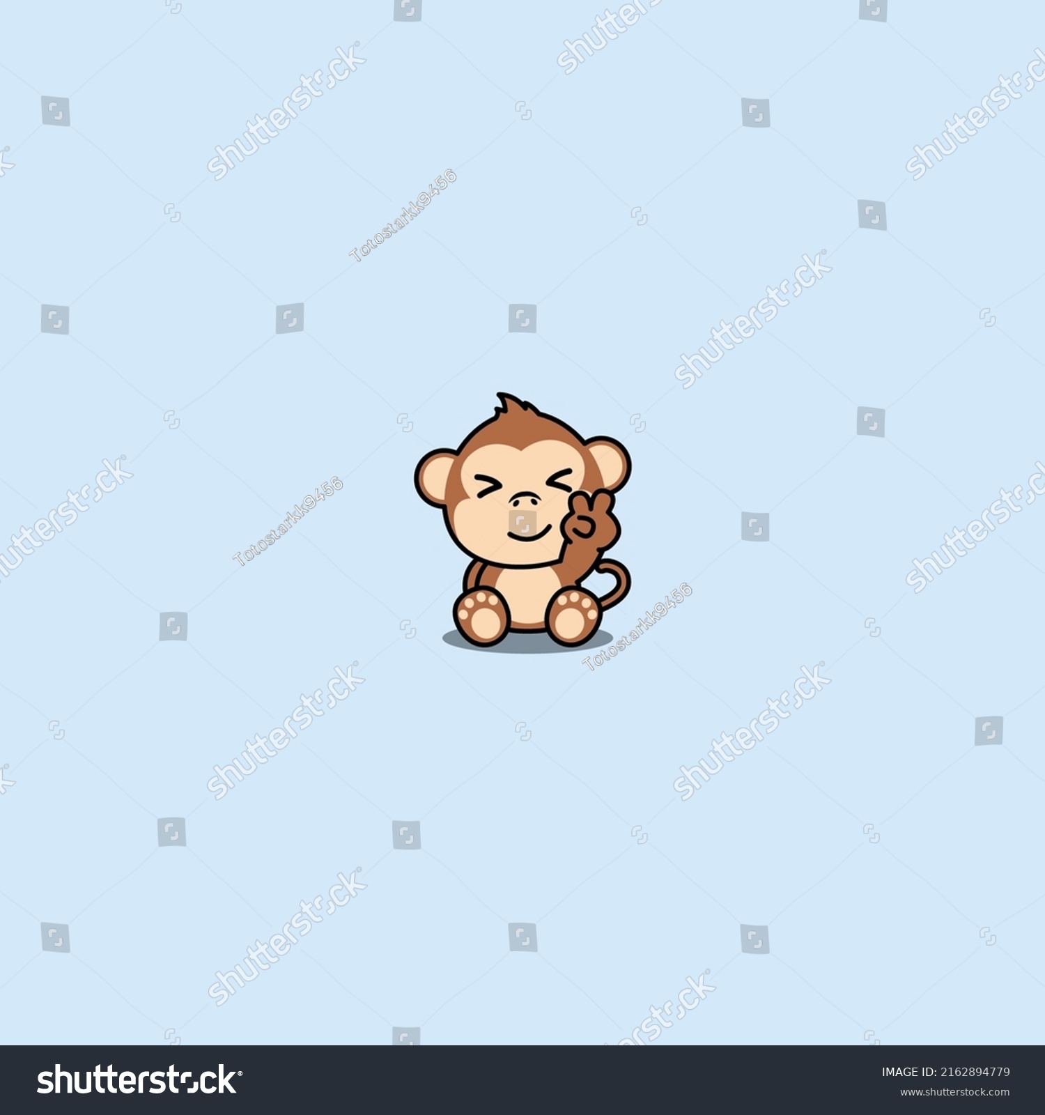 Cute Monkey Sitting Cartoon Vector Illustration Stock Vector (Royalty ...