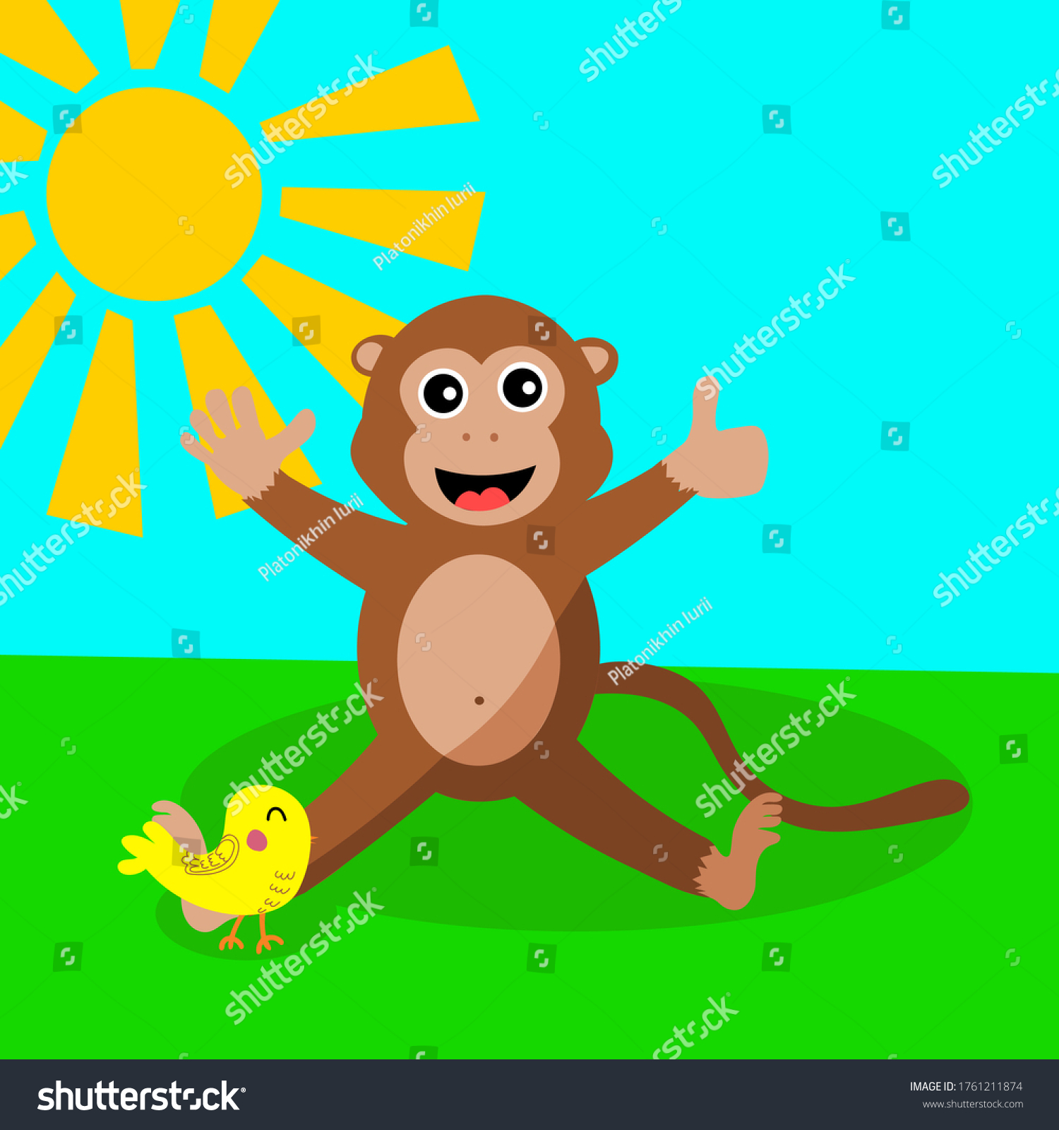 Cute Monkey Waving Paw Vector: เวกเตอร์สต็อก (ปลอดค่าลิขสิทธิ์ ...