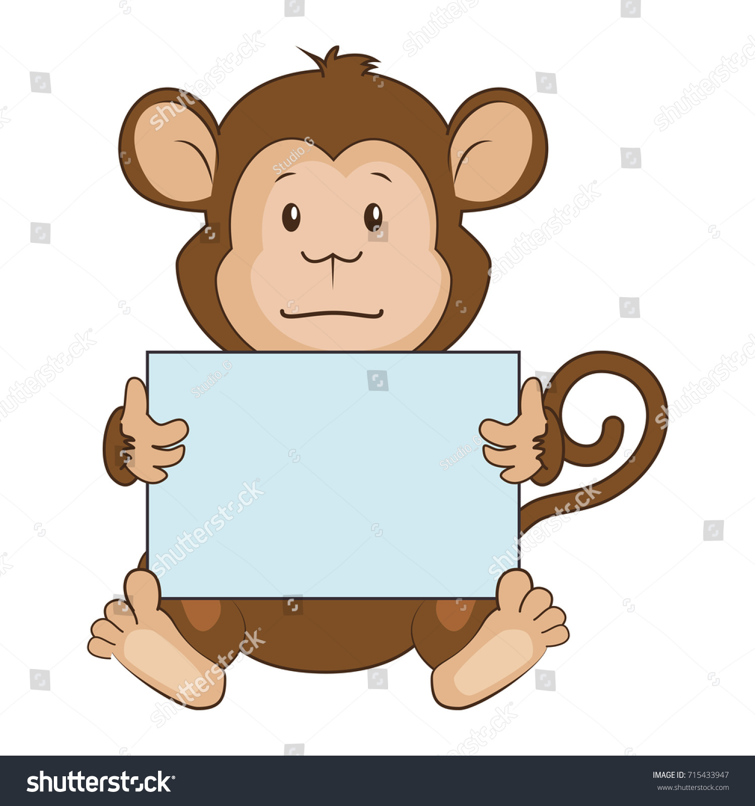 Cute Monkey Banner Character Icon Stock Vector (Royalty Free) 715433947 ...