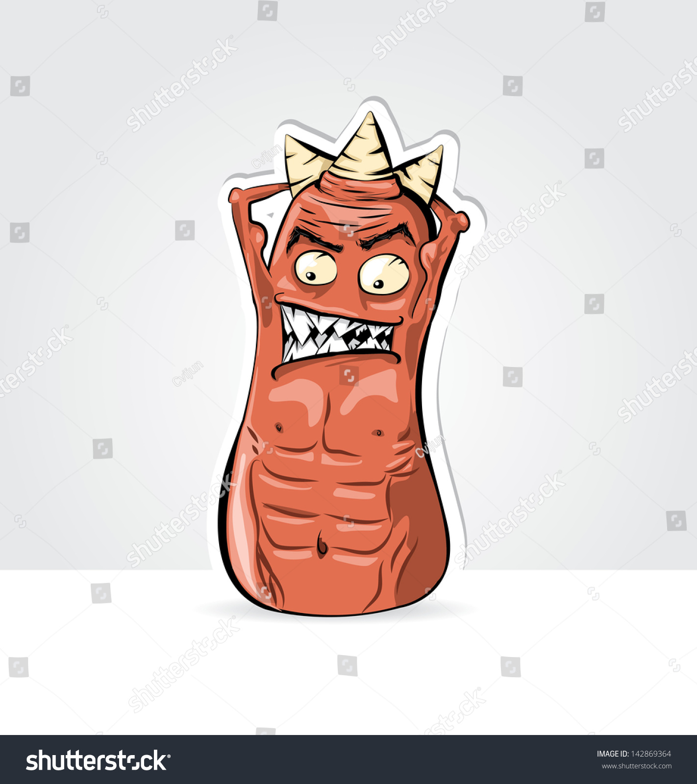 Cute Monster Bodybuilder: vector de stock (libre de regalías) 142869364 ...