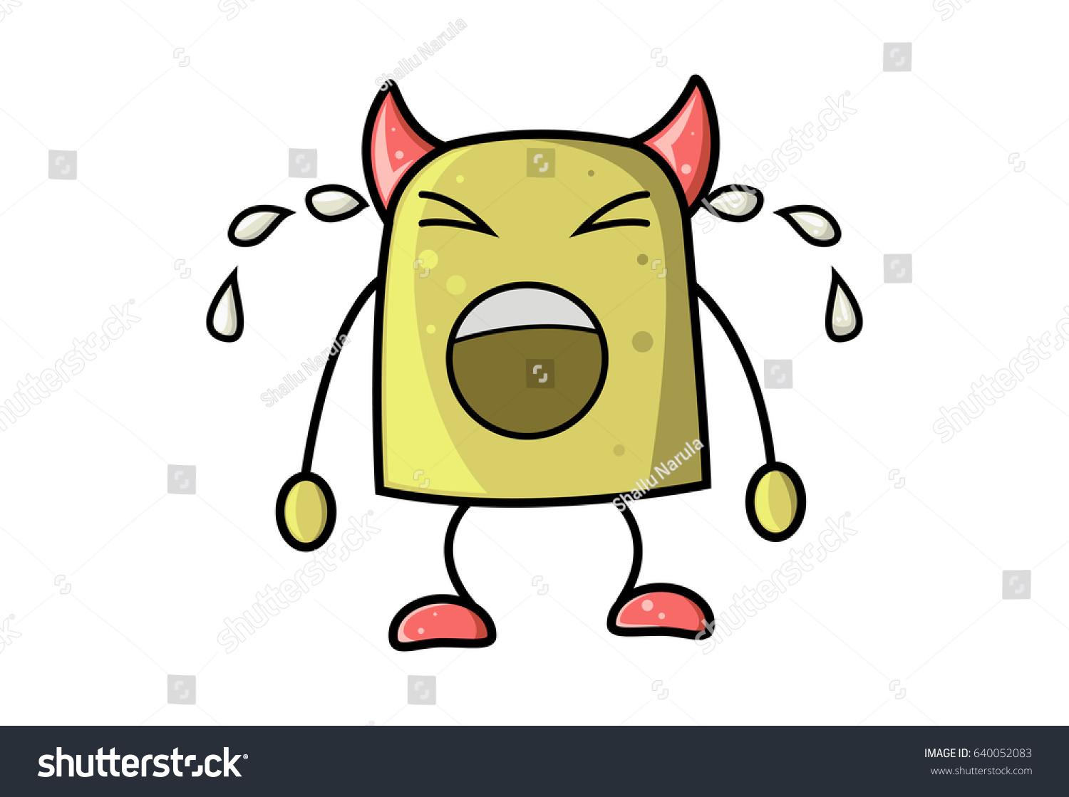 Cute Monster Crying Vector Illustration Isolated Stock Vector (Royalty ...