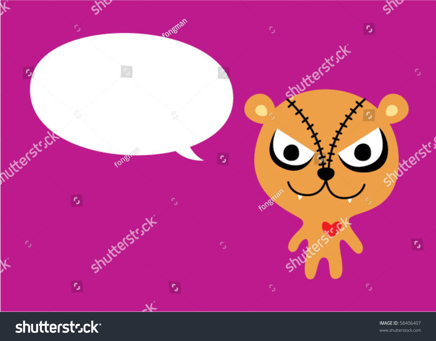 Cute Monster Message Tag Stock Vector (Royalty Free) 58406407