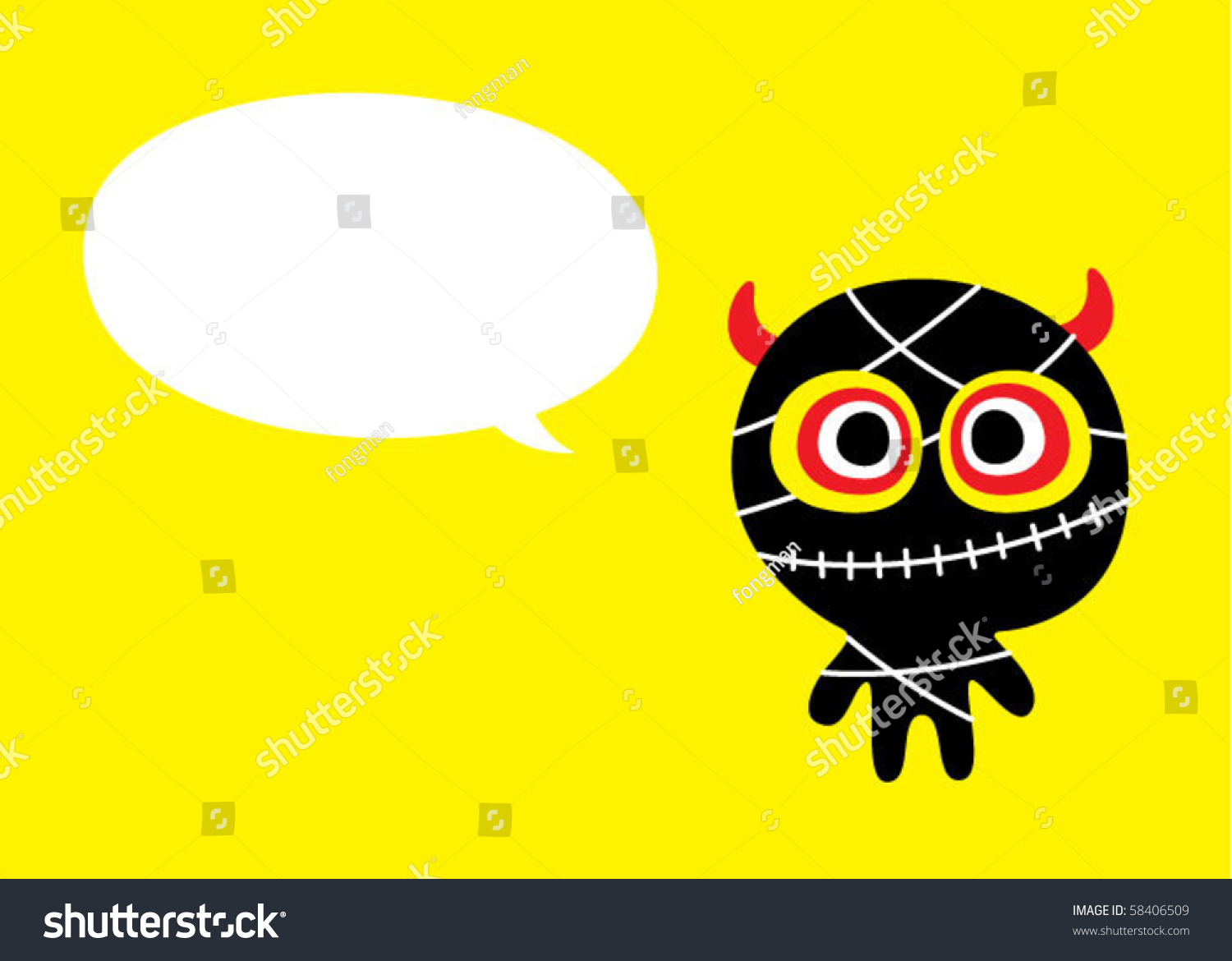 Cute Monster Message Tag Stock Vector (Royalty Free) 58406509