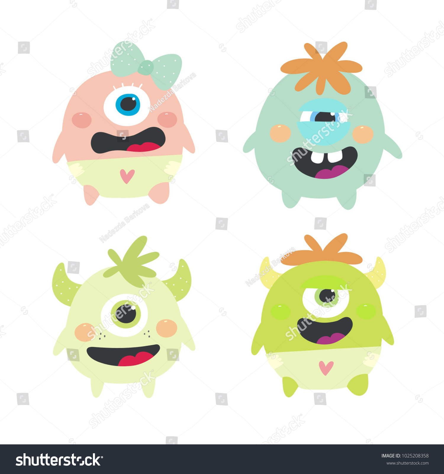 Cute Monster Monster Kids Vector Set Stock Vector (Royalty Free ...