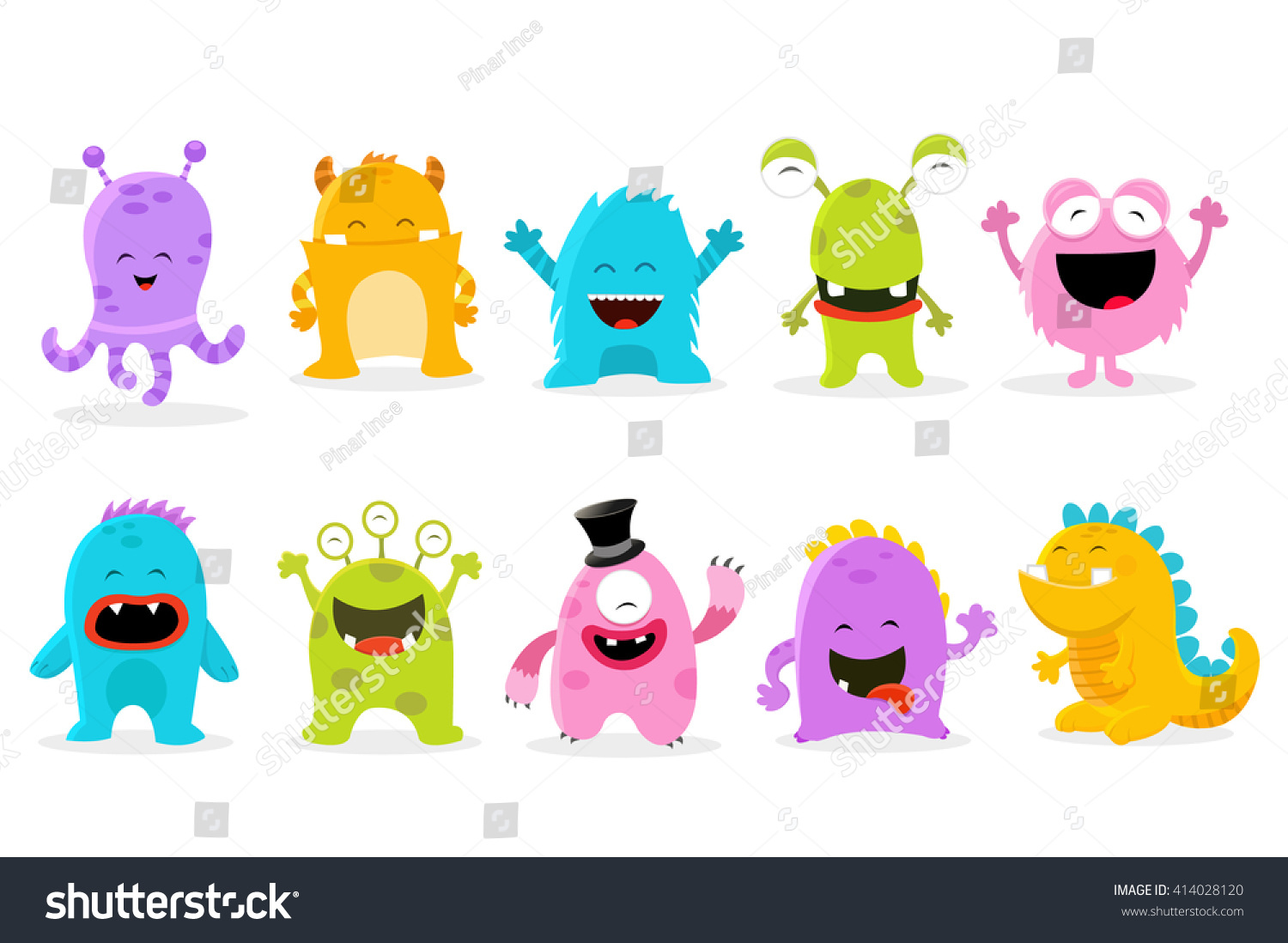 Cute Monster Set Stock Vector (Royalty Free) 414028120 | Shutterstock