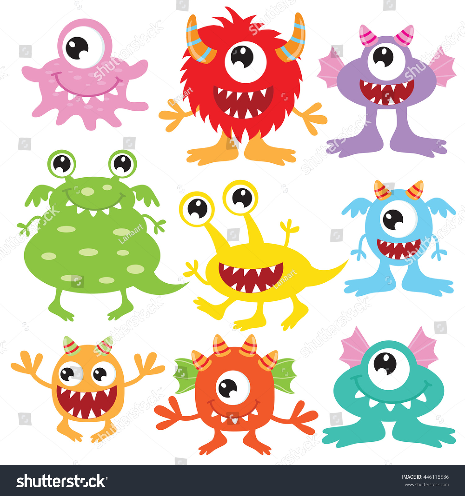 Cute Monster Vector Illustration Stock Vector 446118586 - Shutterstock