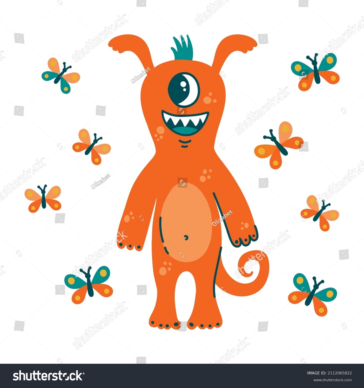 Cute Monster One Eye Vector Illustration Stock Vector (Royalty Free ...