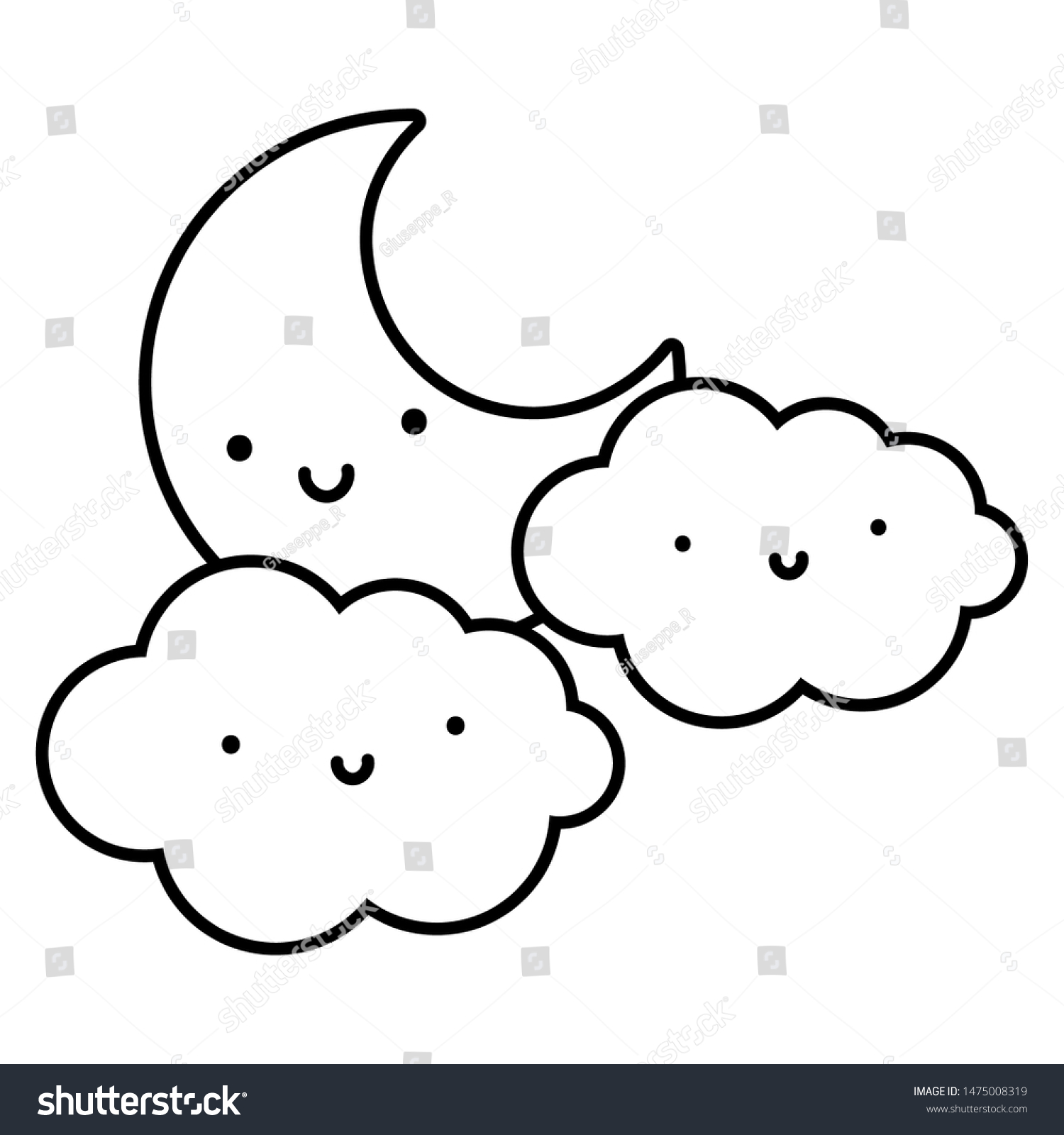 Cute Moon Cartoon Vector Design Vector Stock Vector (Royalty Free ...