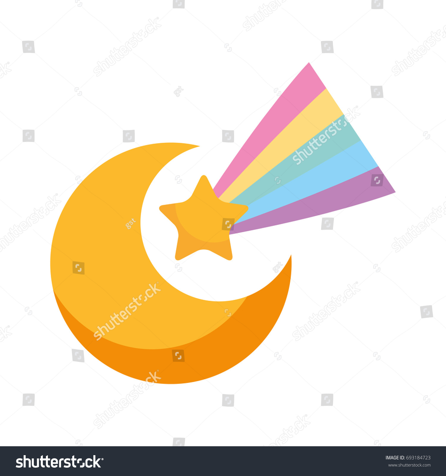Cute Moon Shooting Star Stock Vector (Royalty Free) 693184723