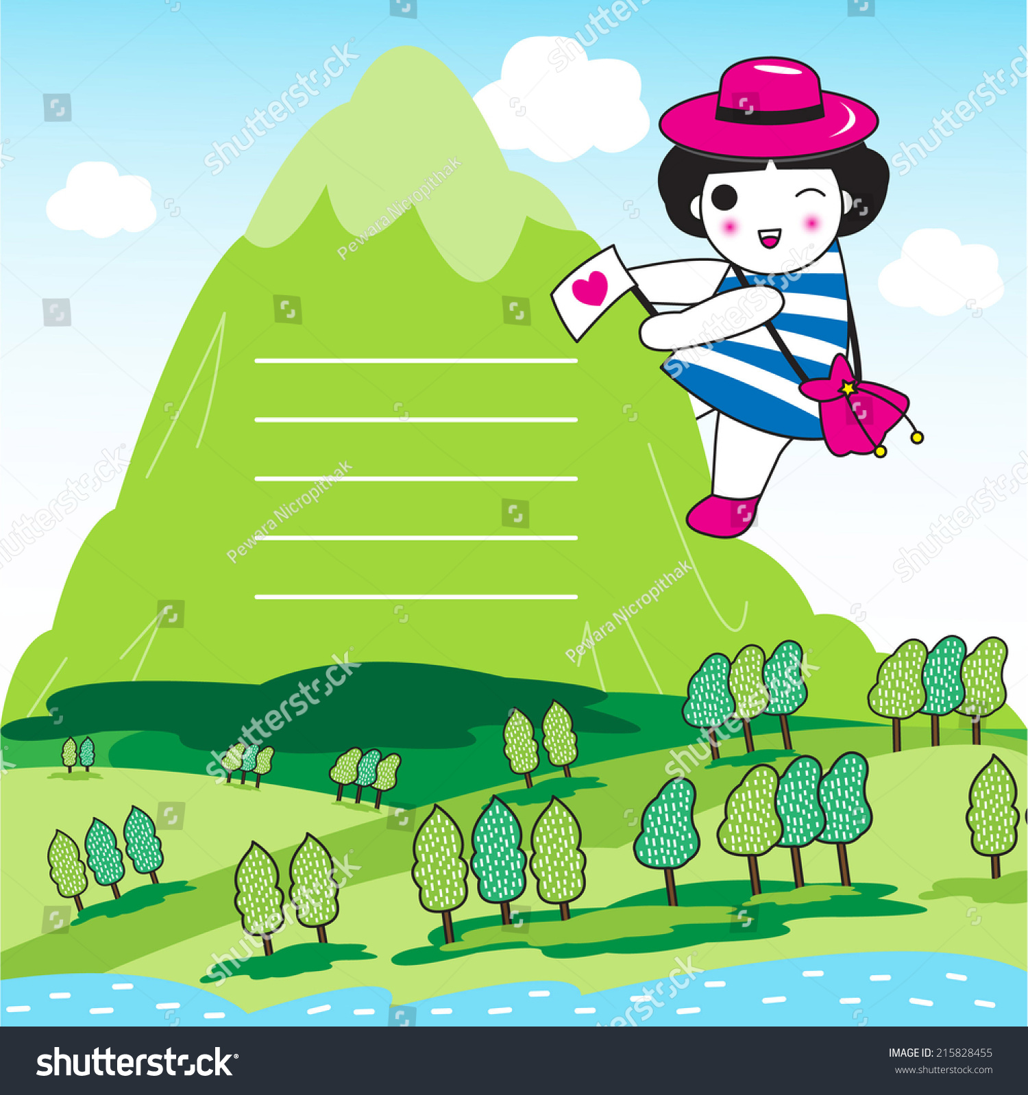Cute Mountain Climber Paper Note Illustration: Vector có sẵn (miễn phí ...