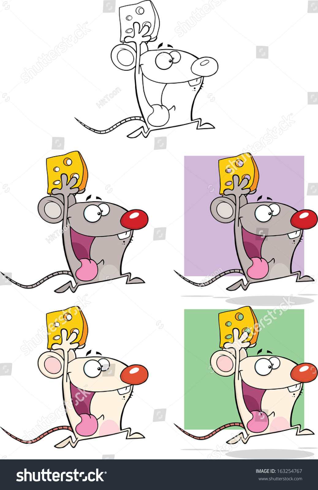 Cute Mouse Cartoon Characters Vector Collection Stock Vector (Royalty ...