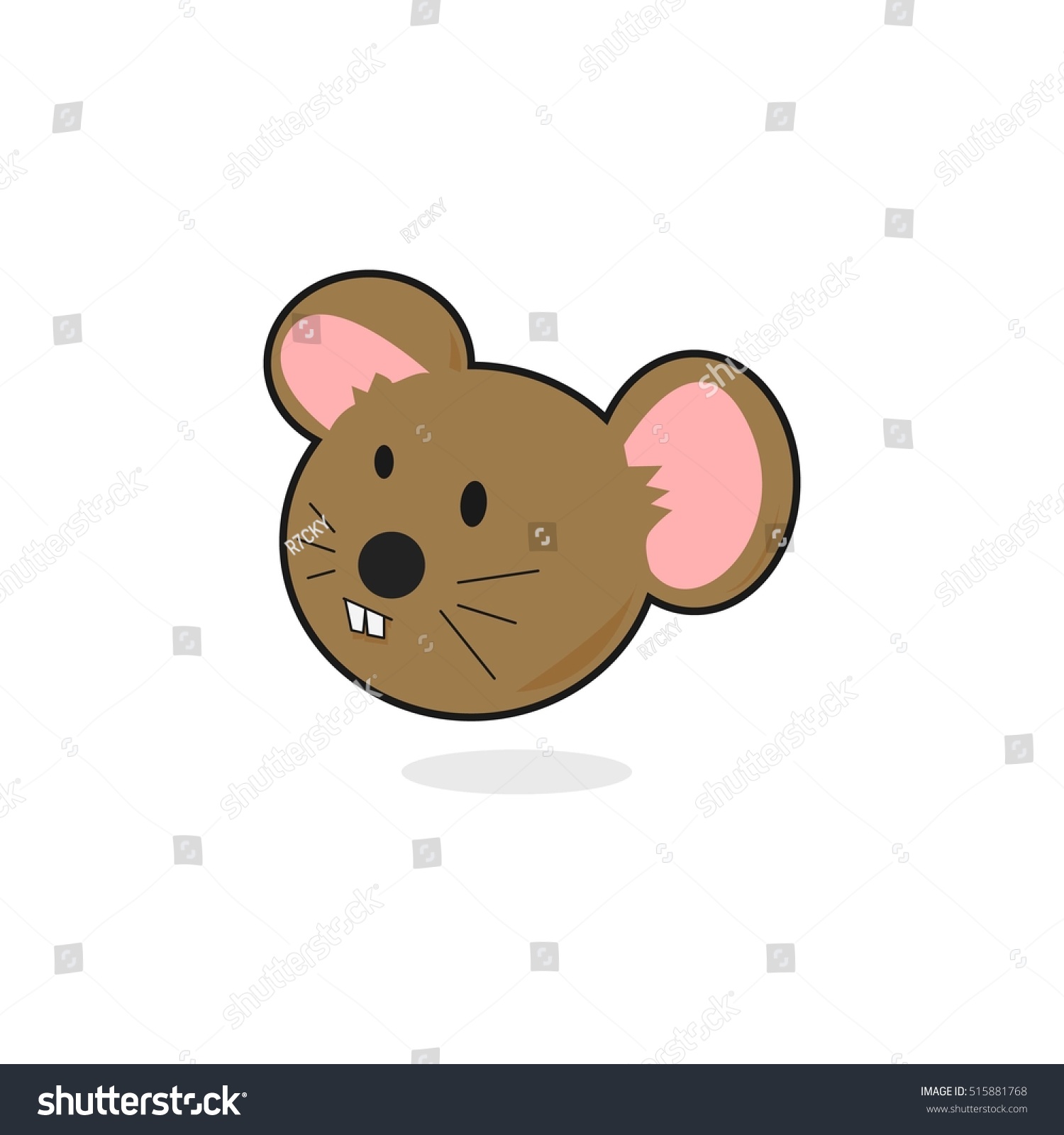 Cute Mouse Head Cartoon Flat Design Stock Vector (Royalty Free) 515881768