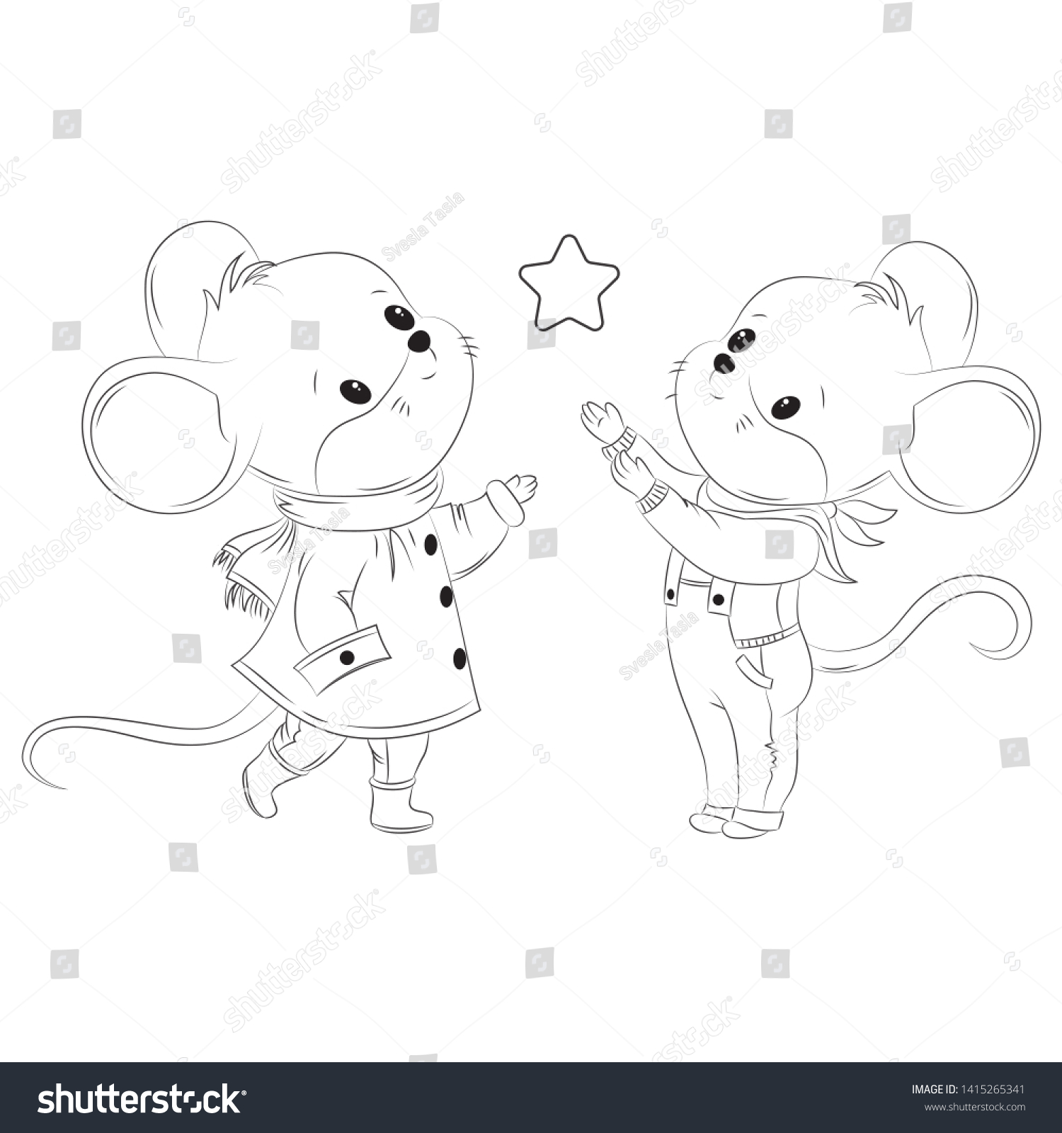 Cute Mouse Line Cartoon Vector Illustration Stock Vector (Royalty Free ...