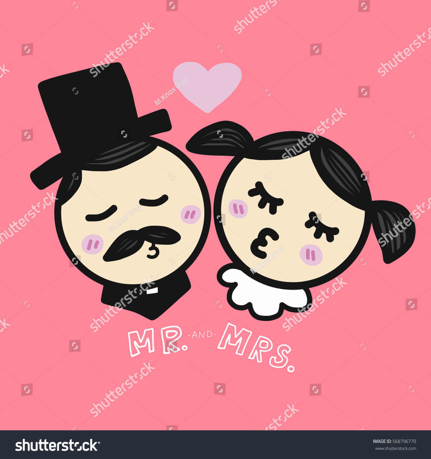 Cute Mr Mrs Kissing Love Cartoon Stock Vector Royalty Free 568796770