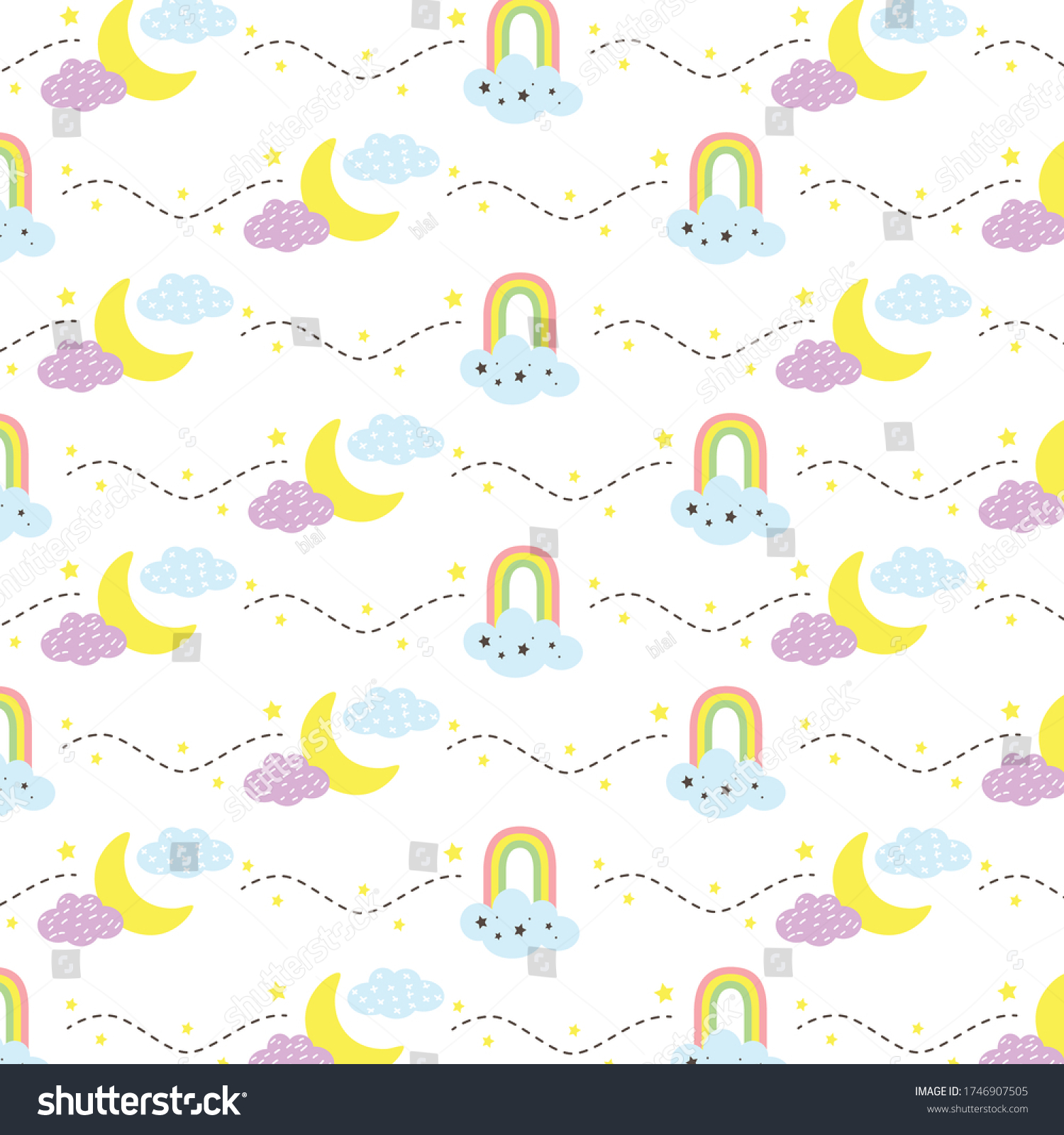 Cute Night Sky Fabric Background Pattern Stock Vector (Royalty Free ...