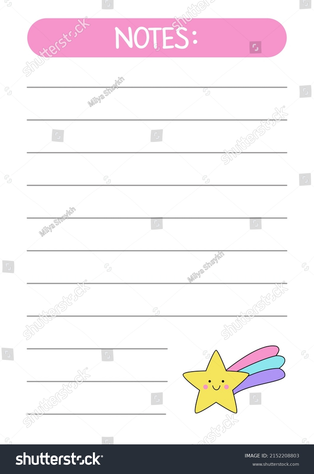 Cute Note Pad Template Cute Vector Stock Vector (Royalty Free ...