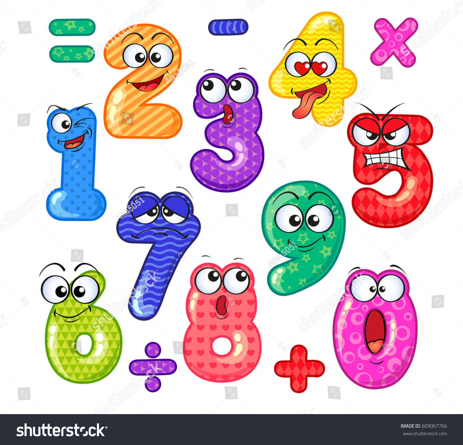 Cute Number Characters Emoticon: เวกเตอร์สต็อก (ปลอดค่าลิขสิทธิ์ ...