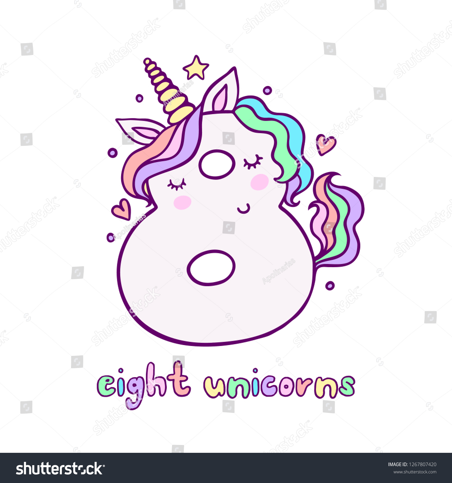 Cute Number Eight Unicorn Character Vector: vetor stock (livre de ... Cute Number Eight Unicorn Character Vector: vetor stock (livre de ...