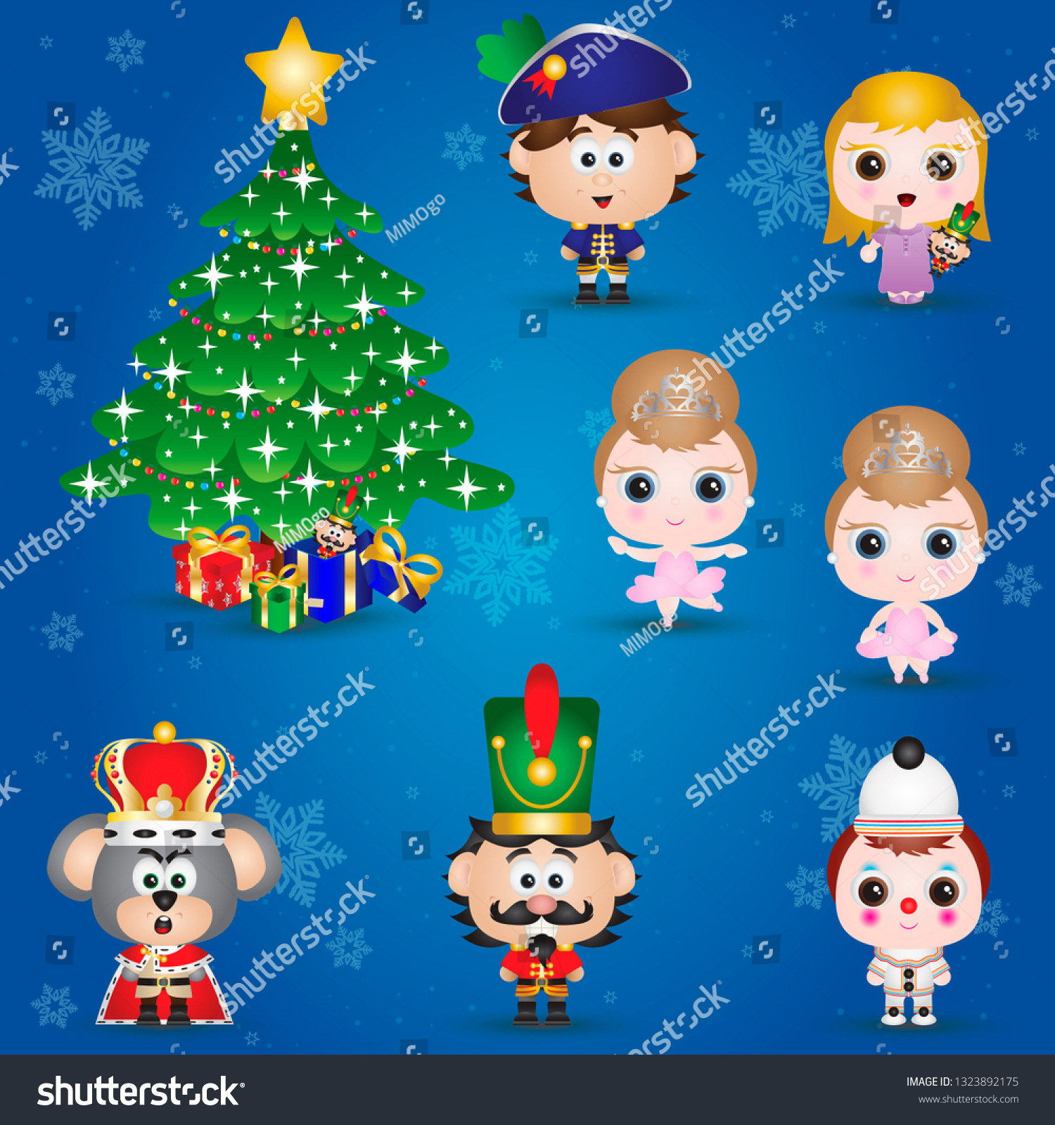 Cute Nutcracker Cartoon Characters Vector Illustration Stock Vector ...