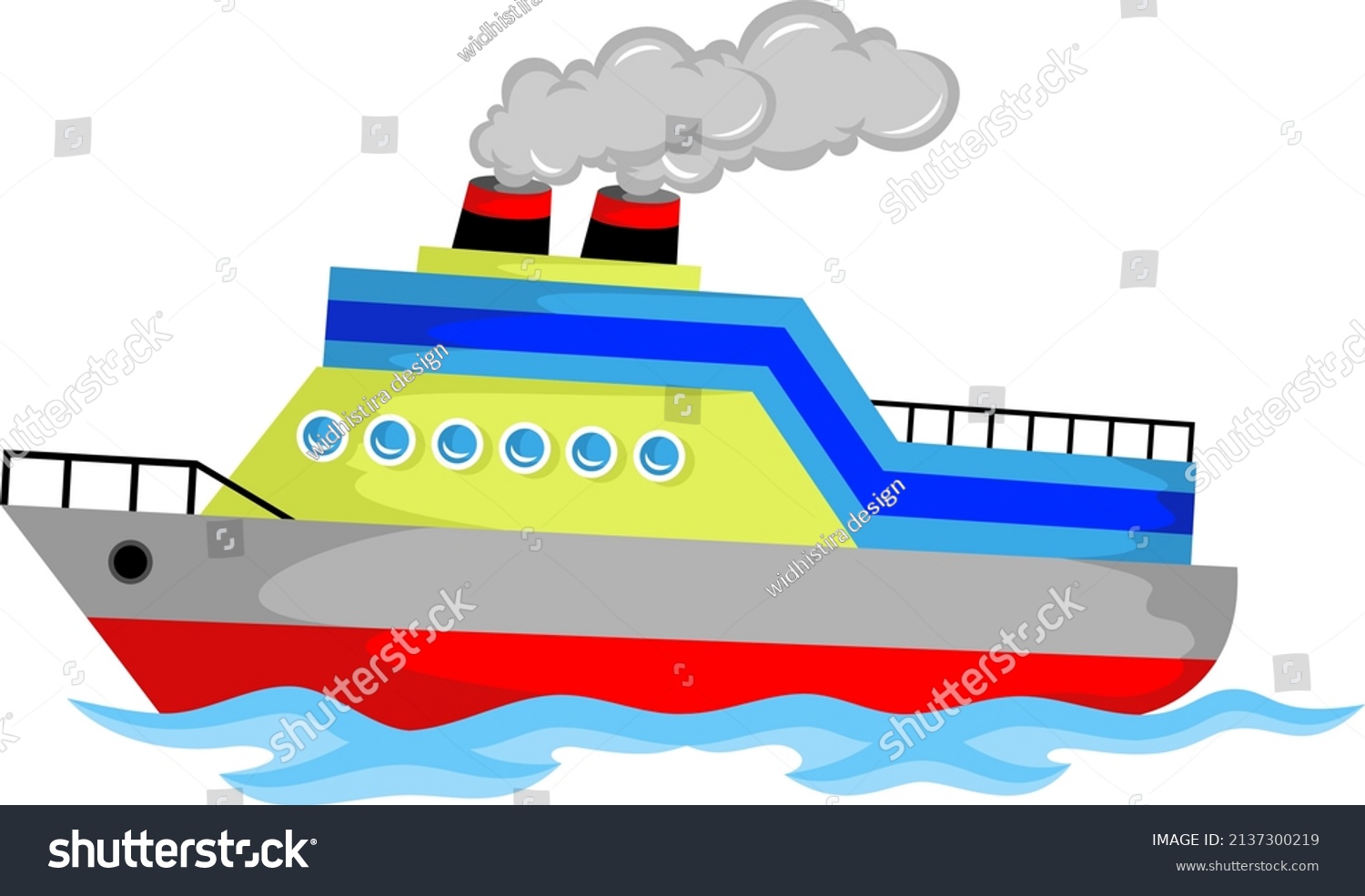 Cute Ocean Ship Cartoon Vector Stock Vector (Royalty Free) 2137300219 ...