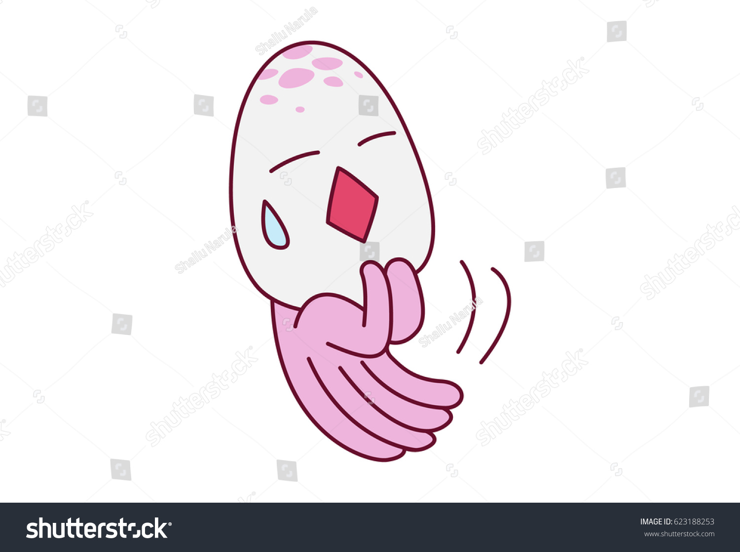 Cute Octopus Scared Vector Illustration Isolated Stock Vector (Royalty ...