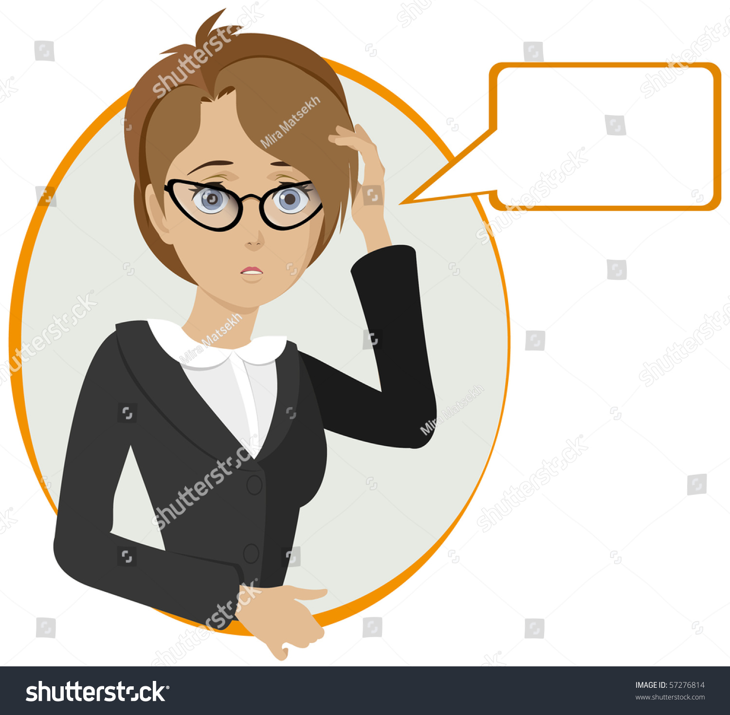Cute Office Lady Thinking. Stock Vector Illustration 57276814 ...