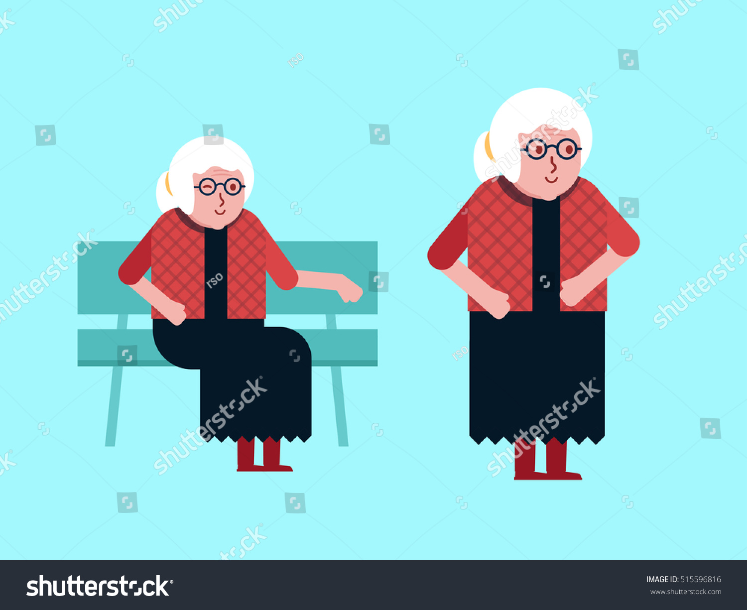 Cute Old Lady Flat Character Set Stock Vector (Royalty Free) 515596816 ...
