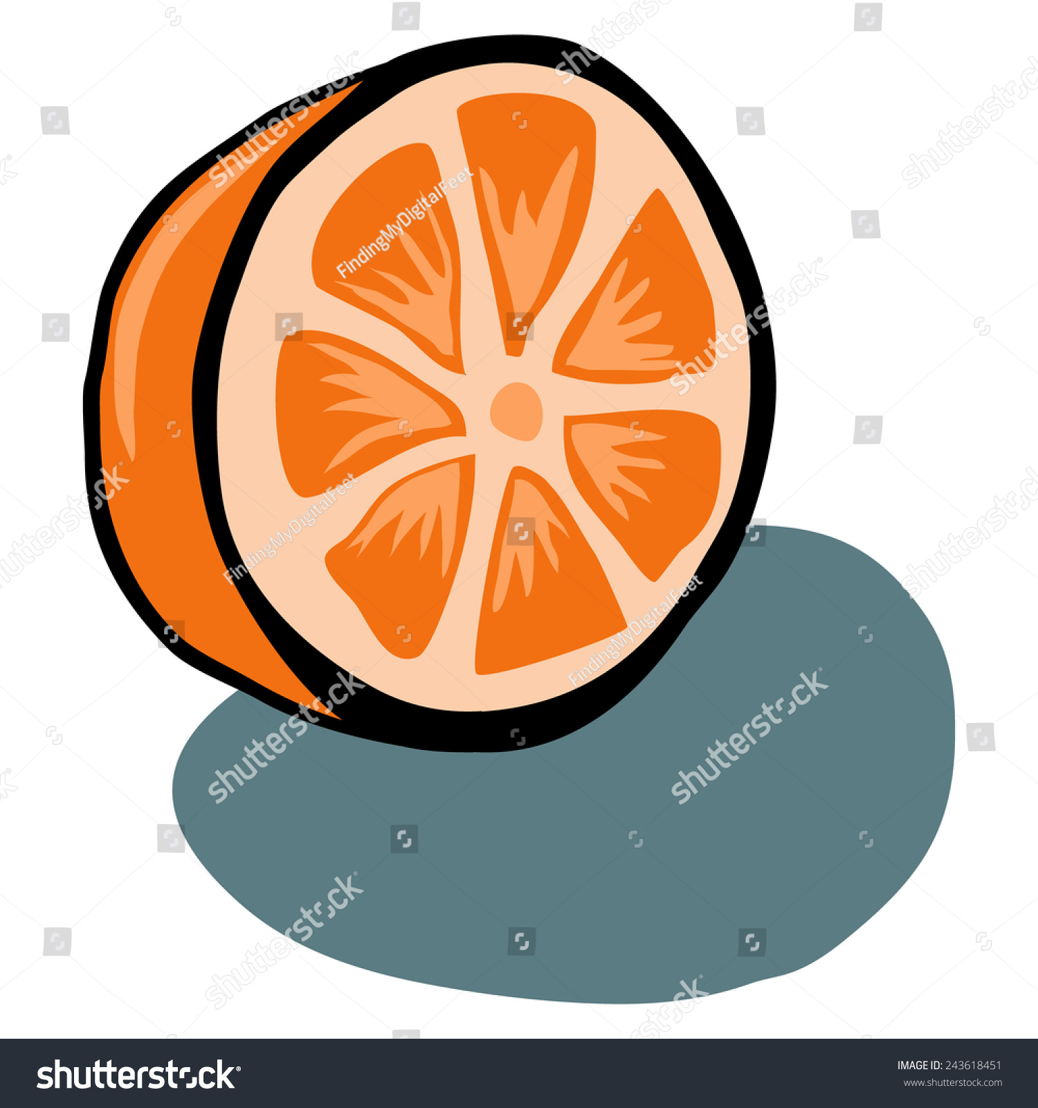 Cute Orange Slice Vector Cartoon Stock Vector (Royalty Free) 243618451 ...