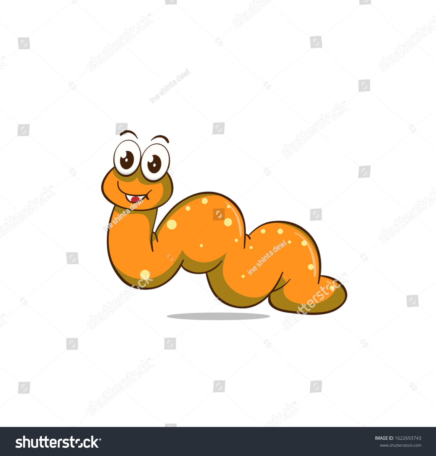 Cute Orange Worm White Background Free Stock Vector (Royalty Free ...
