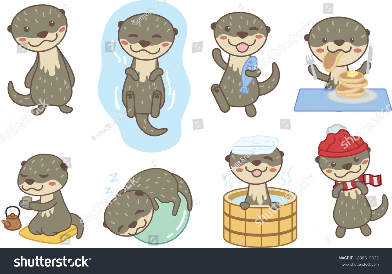 Cute Otter Character Vector Fun Stock Vector (Royalty Free) 1898519623