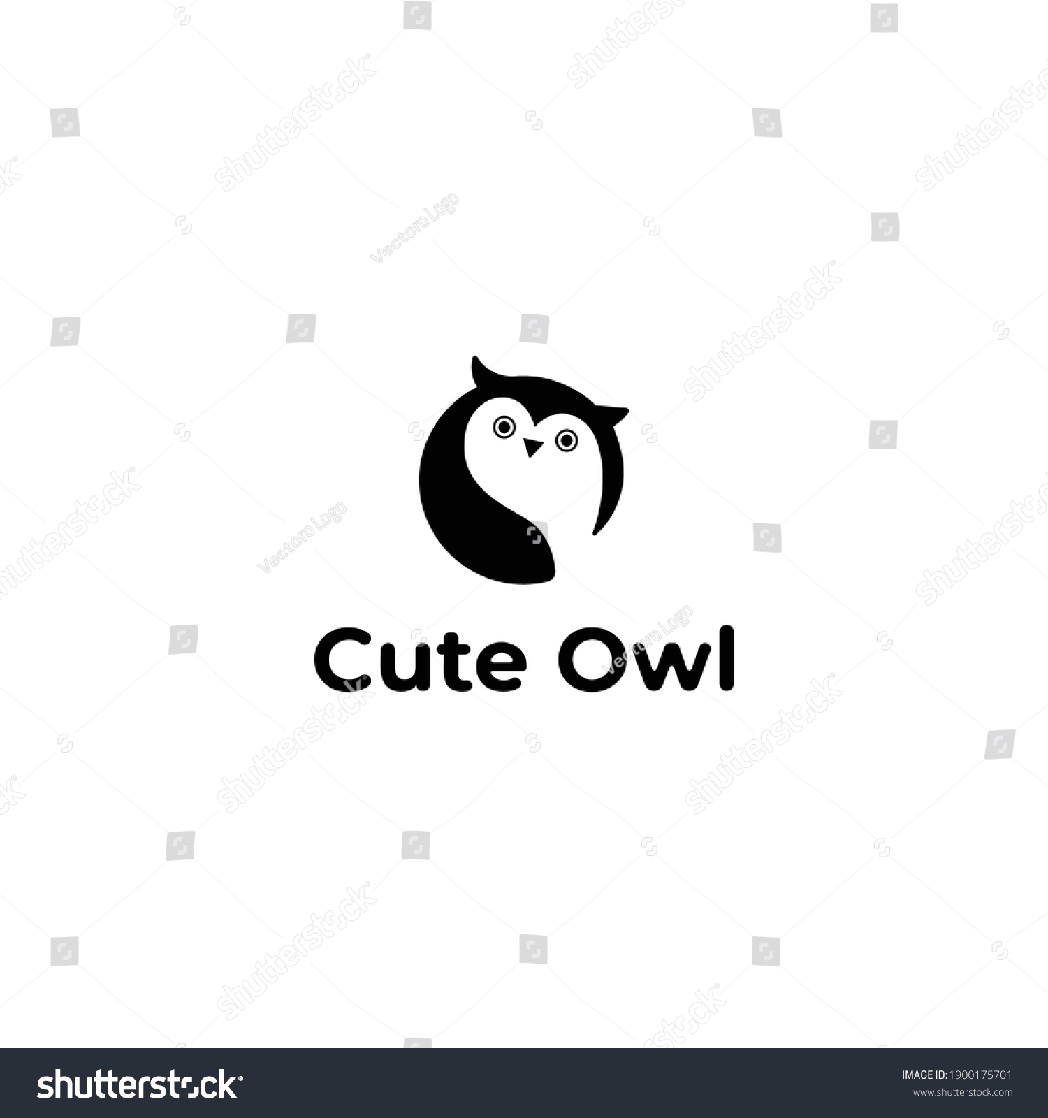 Cute Owl Logo Vector Creative Negative Stock Vector (Royalty Free ...