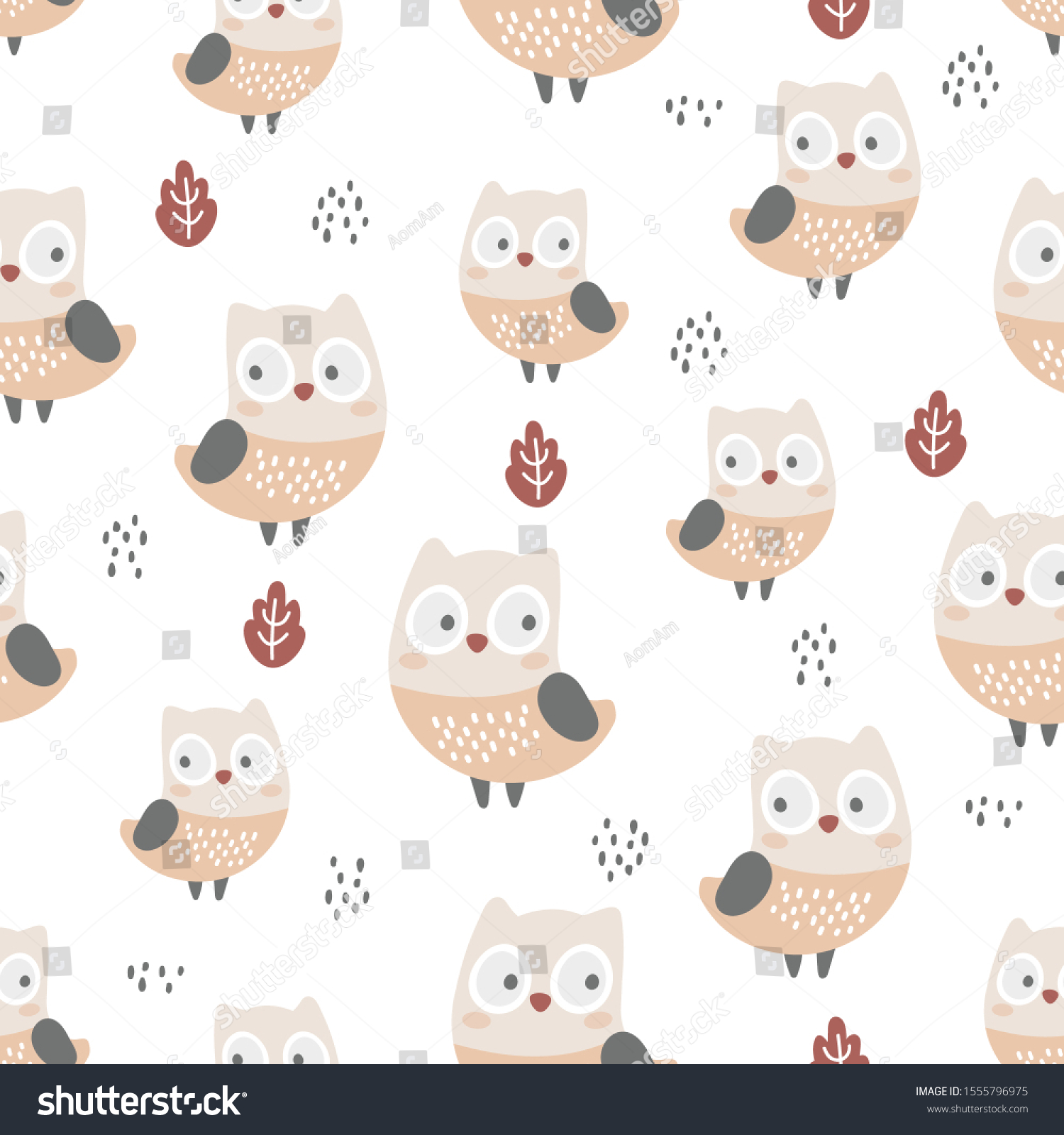Cute Owl Seamless Background Repeating Pattern Stock Vector (Royalty ...