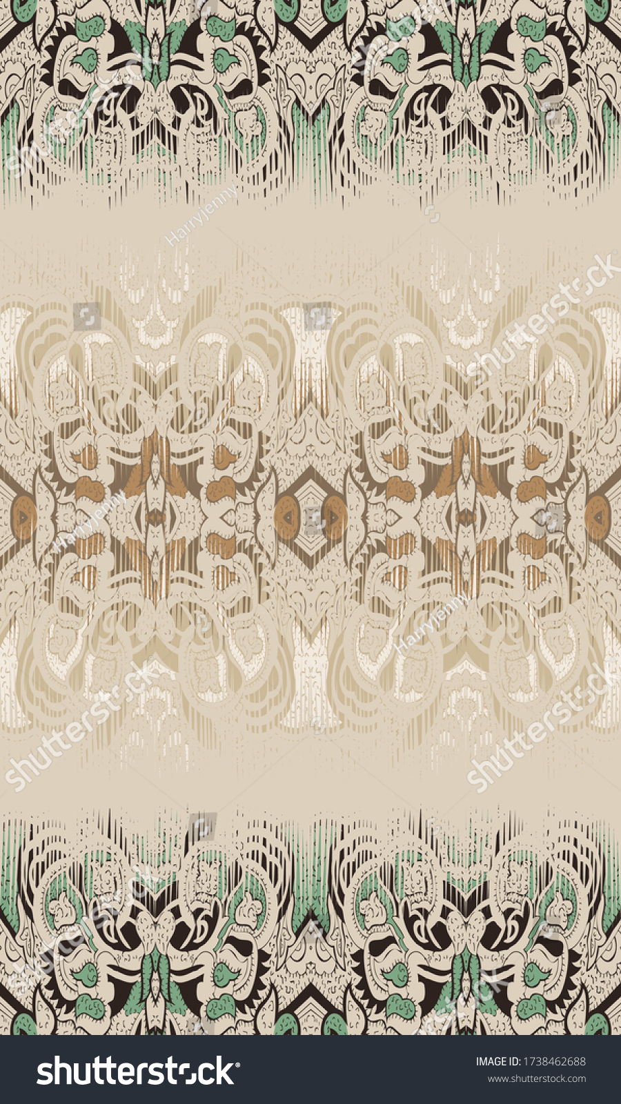 Cute Paisley Border Pattern On Cream Stock Vector (Royalty Free ...