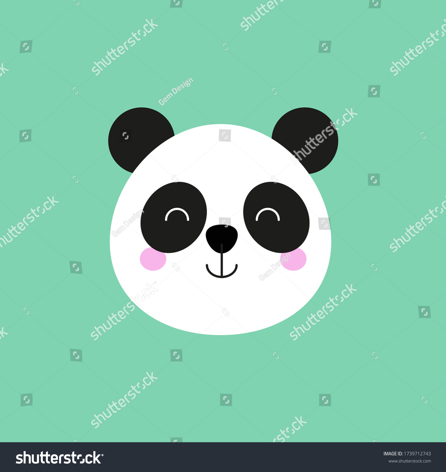 Cute Panda Bear Face Flat Design Stock Vector (Royalty Free) 1739712743 ...