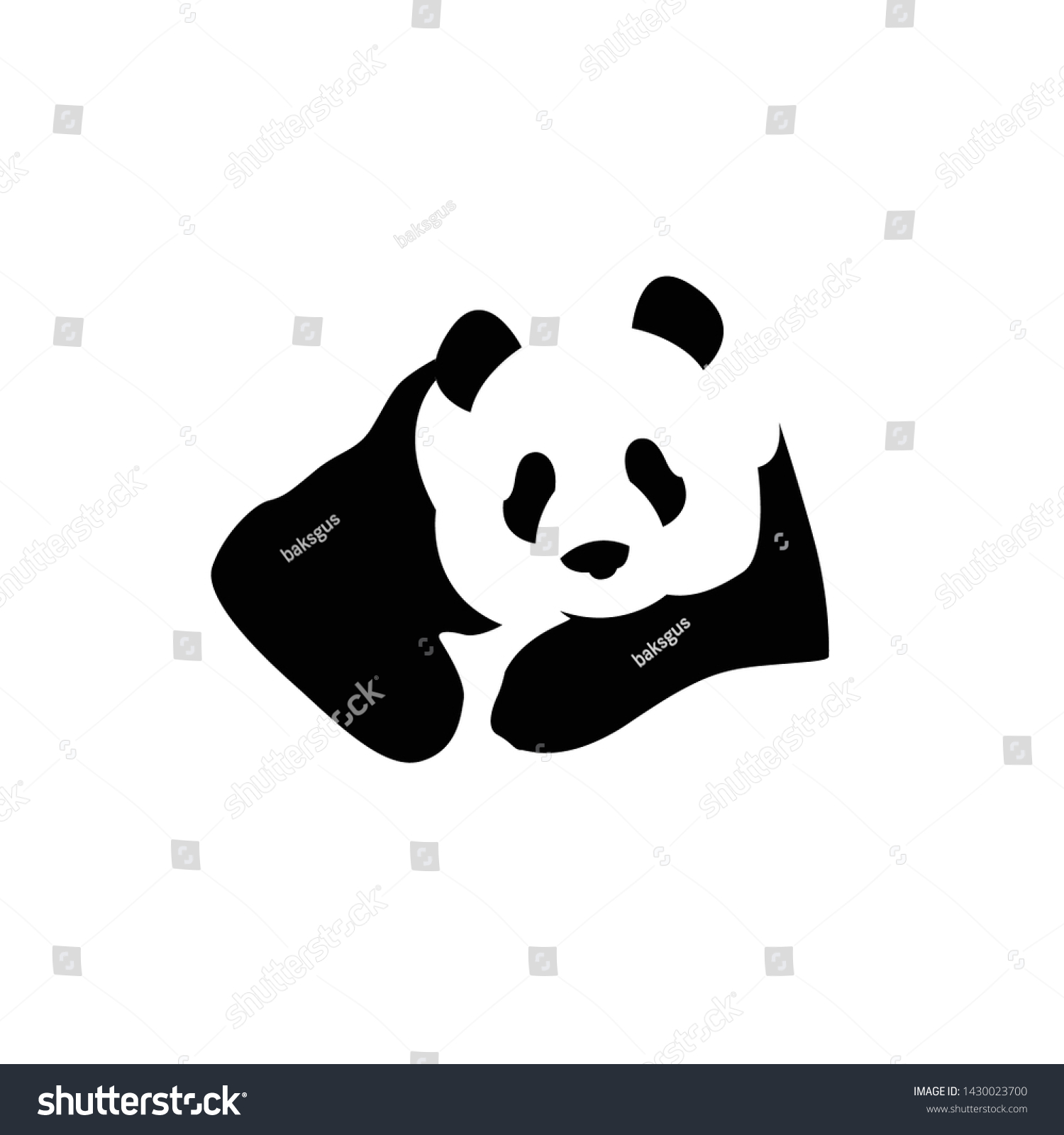 Cute Panda Bear Silhouette Logo Design Stock Vector (Royalty Free ...