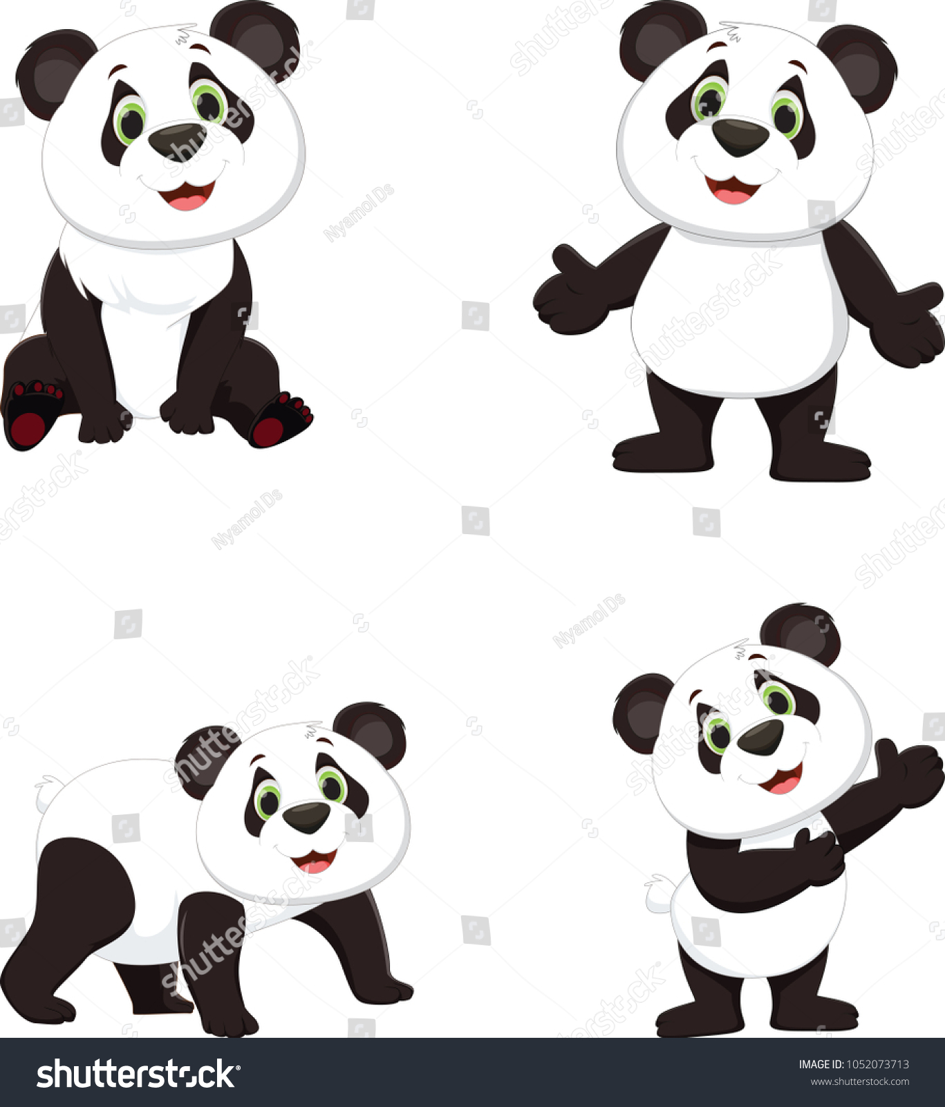 Cute Panda Cartoon Collection Stock Vector (Royalty Free) 1052073713 ...