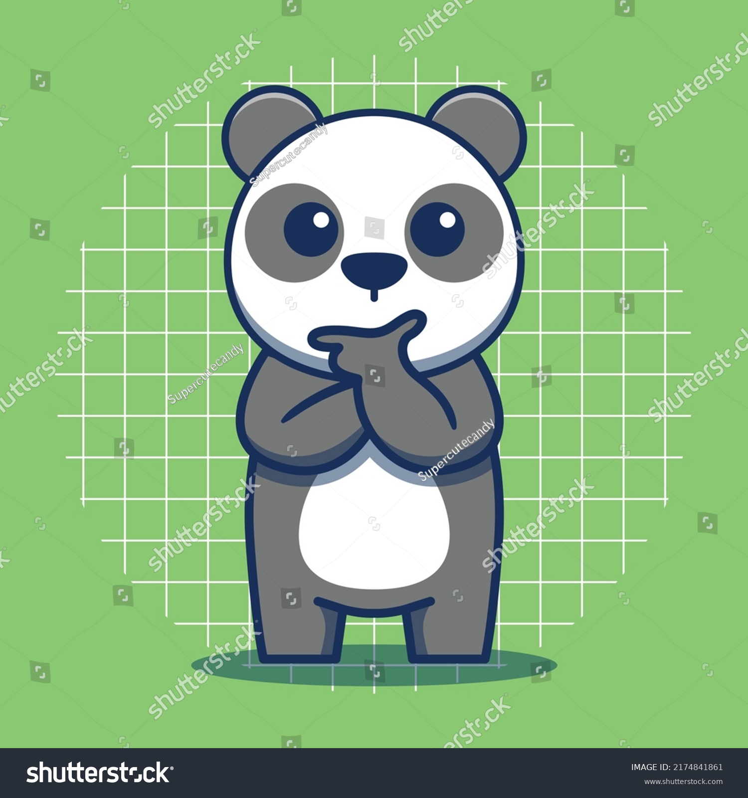 Cute Panda Character Thinking Stock Vector (Royalty Free) 2174841861 ...