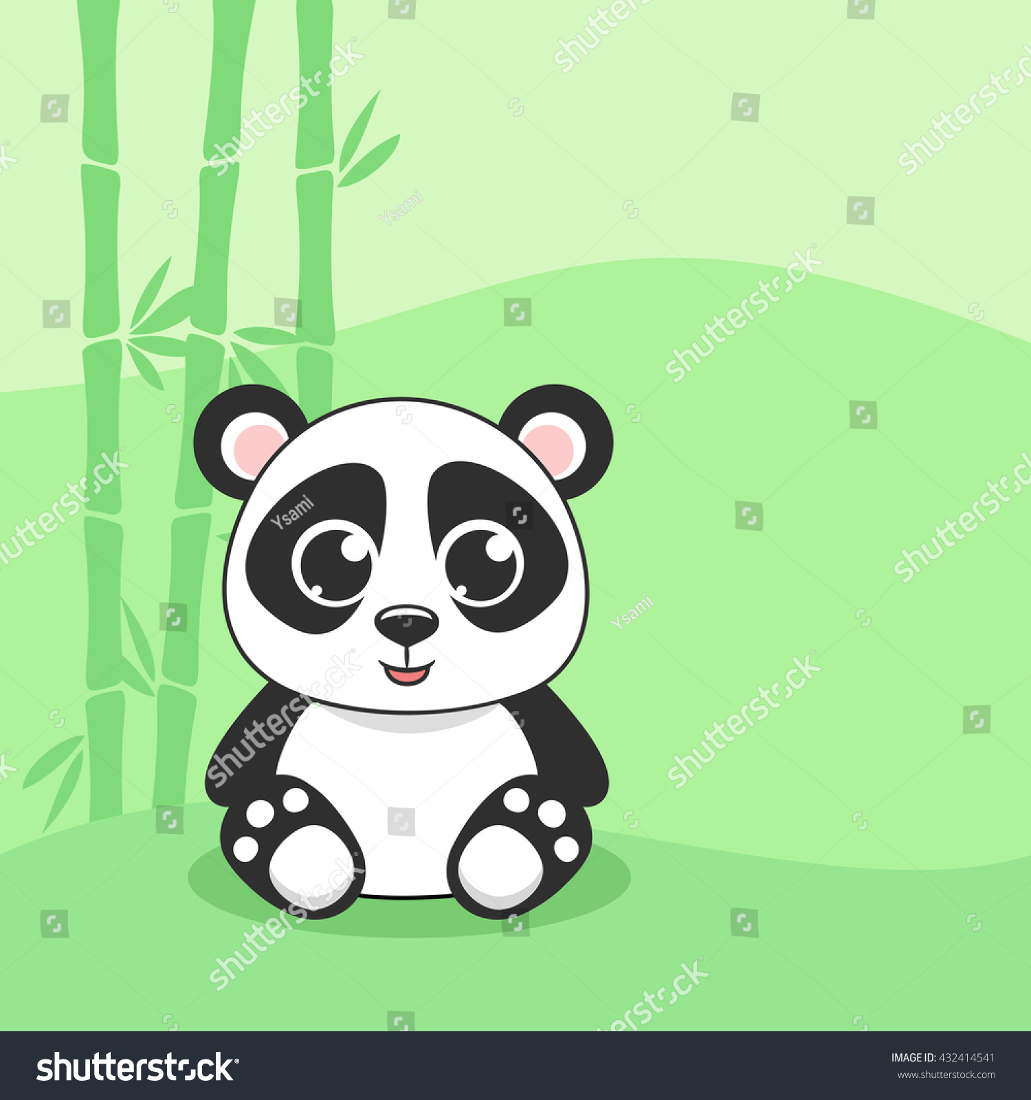 Cute Panda On Green Background Vector Stock Vector (Royalty Free) 432414541