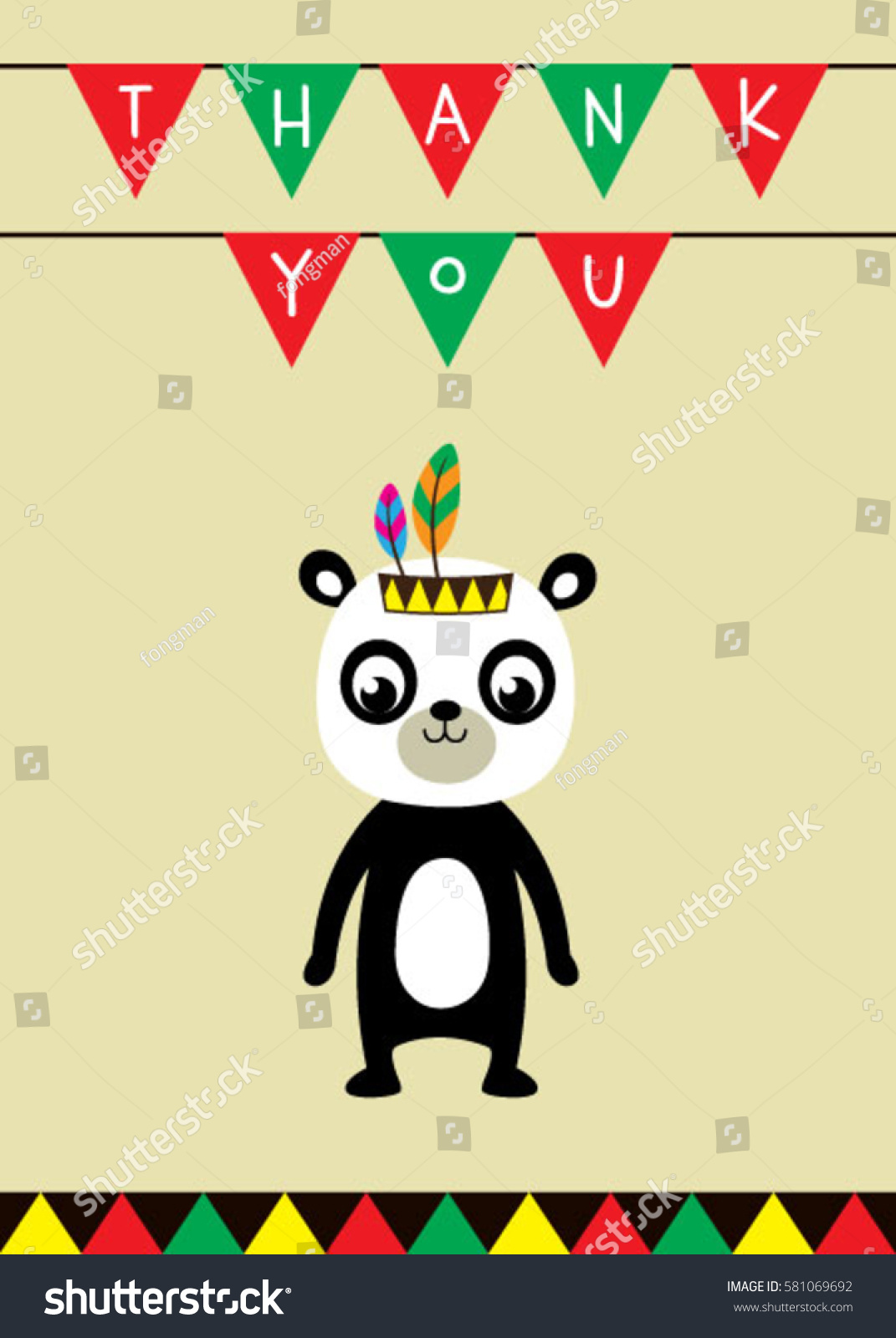 Cute Panda Thank You Card: เวกเตอร์สต็อก (ปลอดค่าลิขสิทธิ์) 581069692 ...