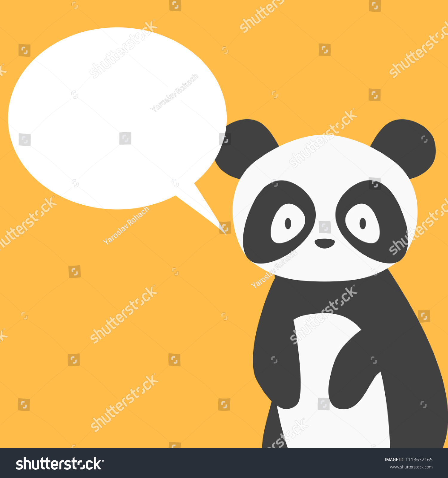 Cute Panda Speech Bubble Stock Vector (Royalty Free) 1113632165 ...