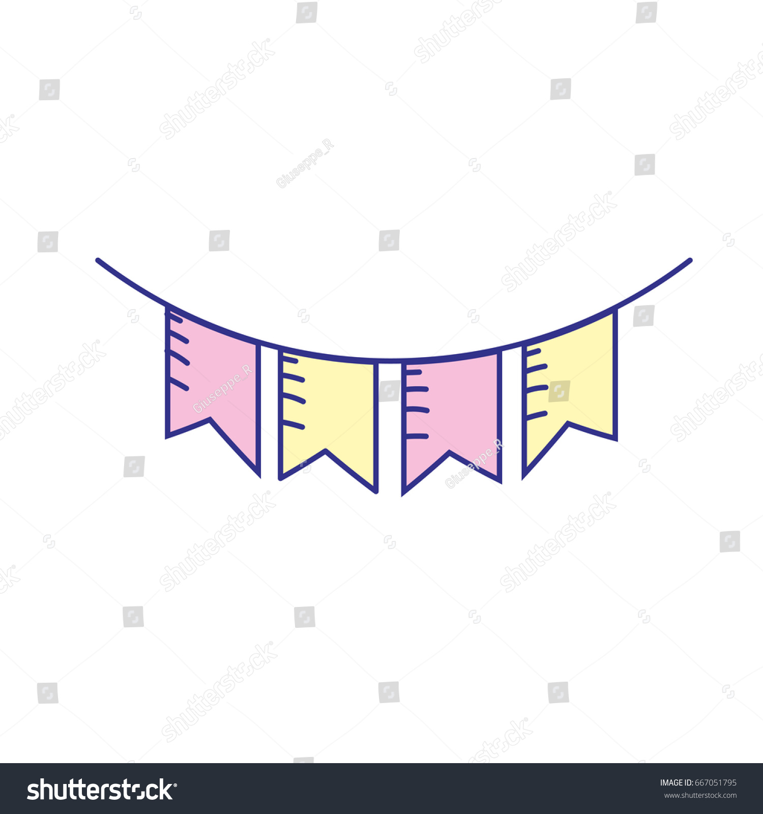 Cute Party Flag Hanging Design Stock Vector (Royalty Free) 667051795 ...