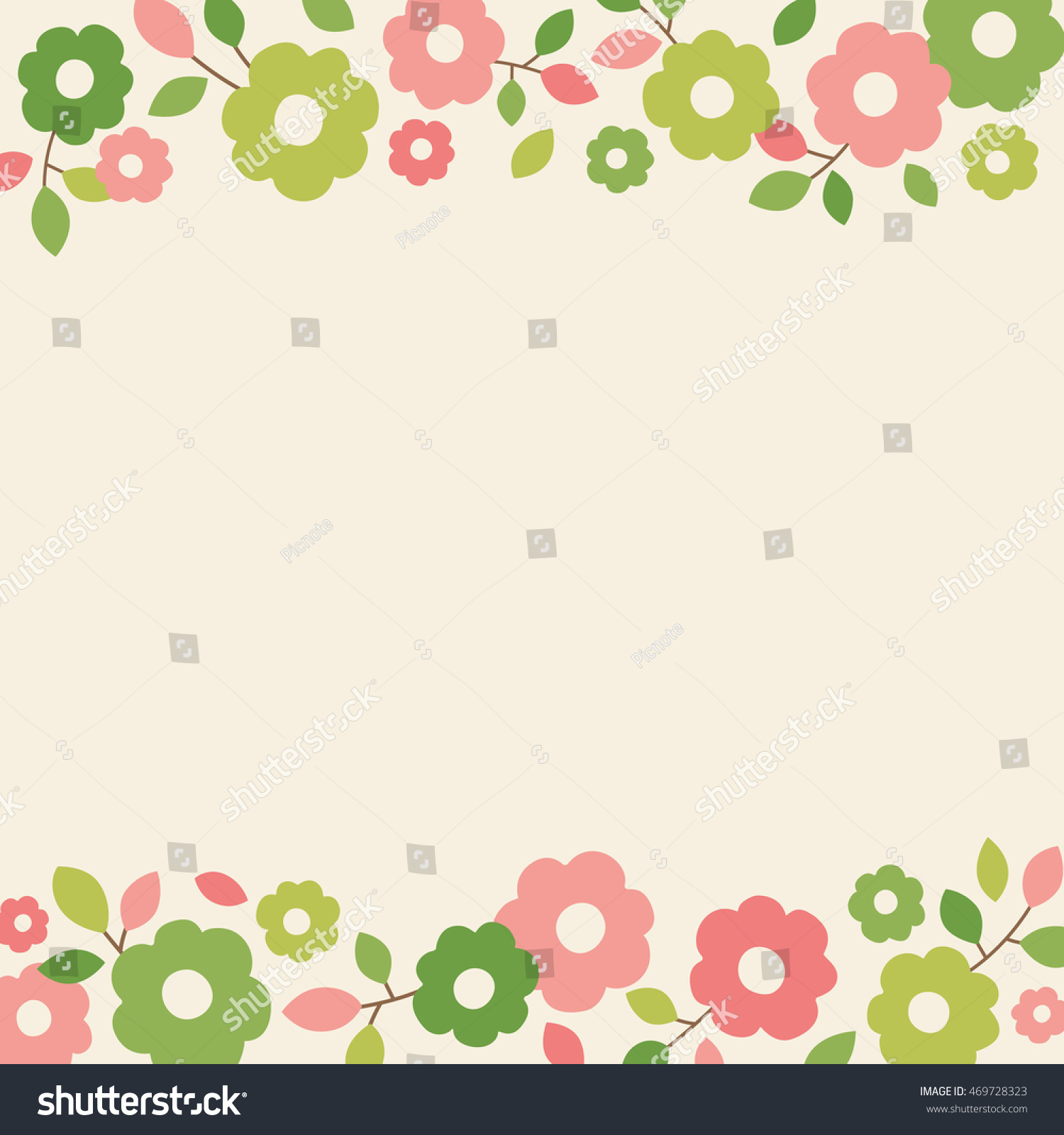 Cute Pastel Floral Border Frame Vector Stock Vector 469728323 ...