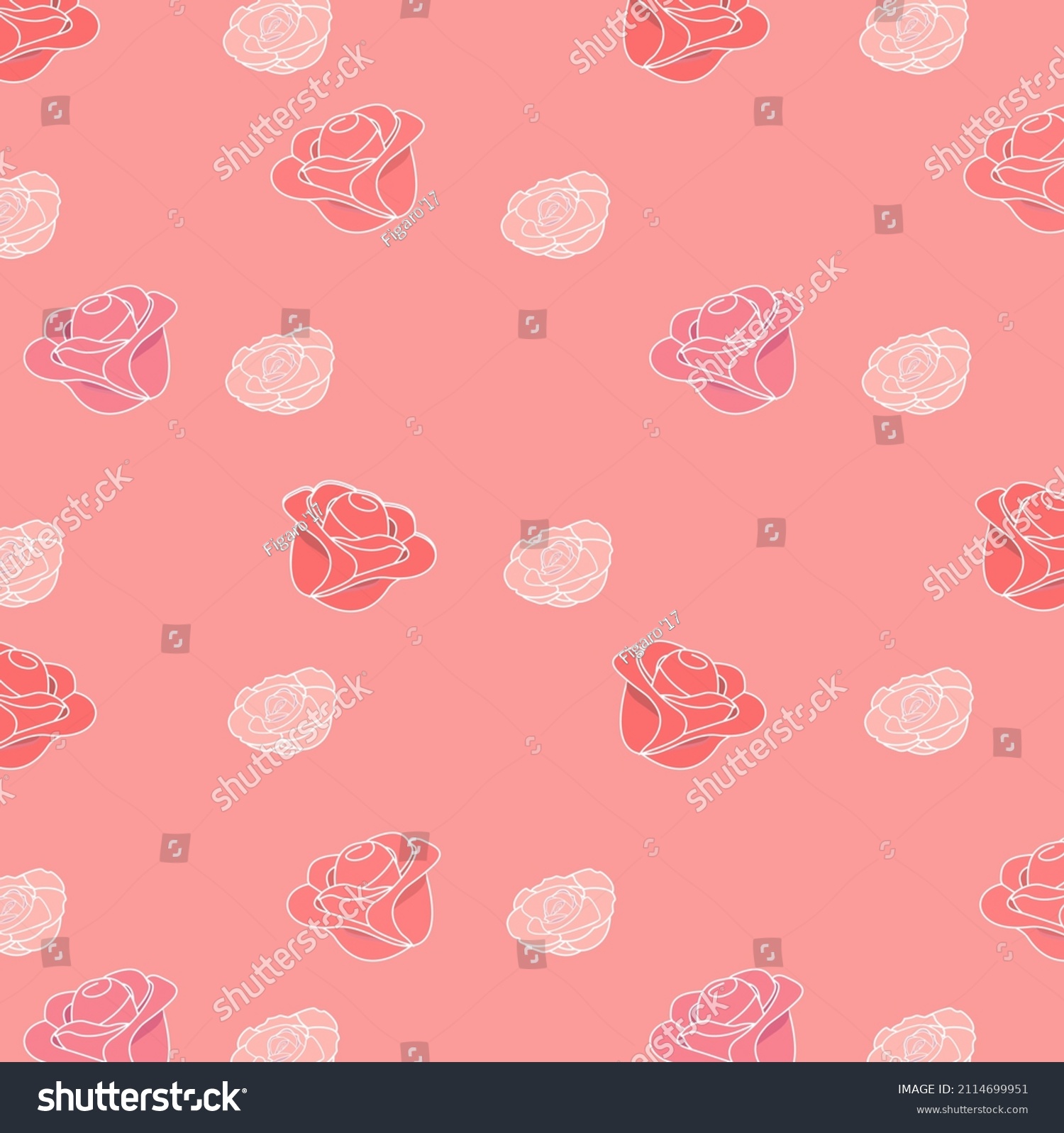 Cute Pastel Red Rose Pattern Background Stock Vector (Royalty Free ...
