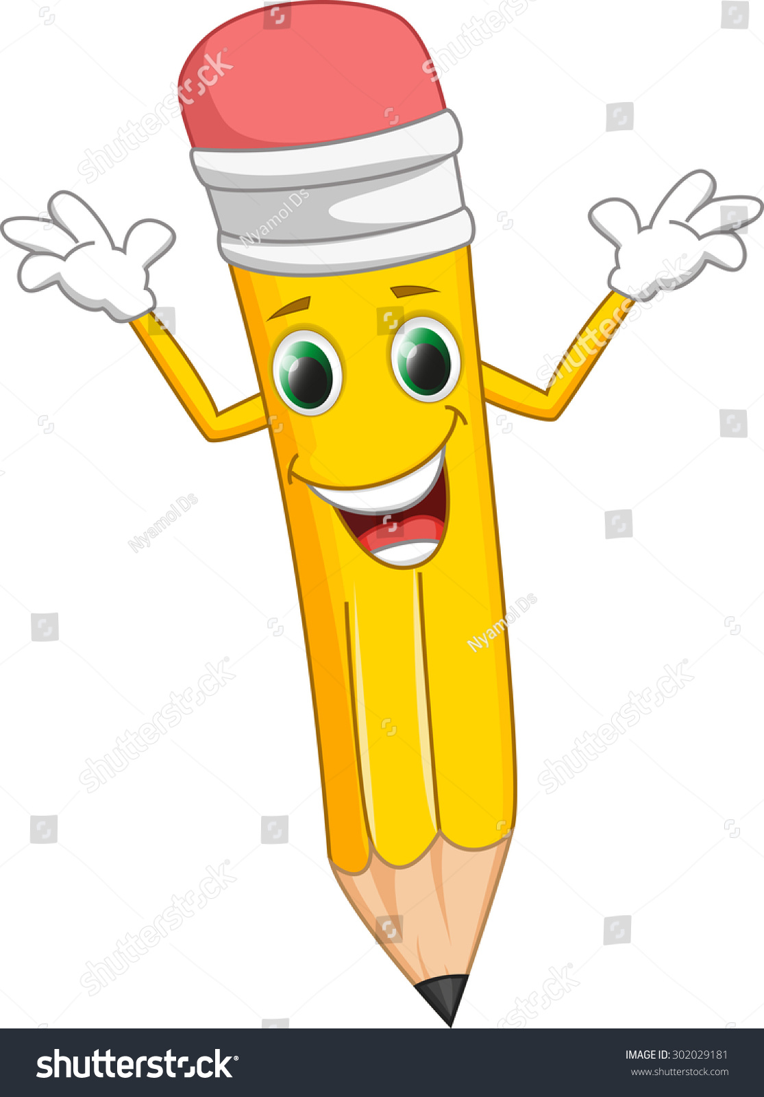 Cute Pencil Cartoon Stock Vector 302029181 - Shutterstock
